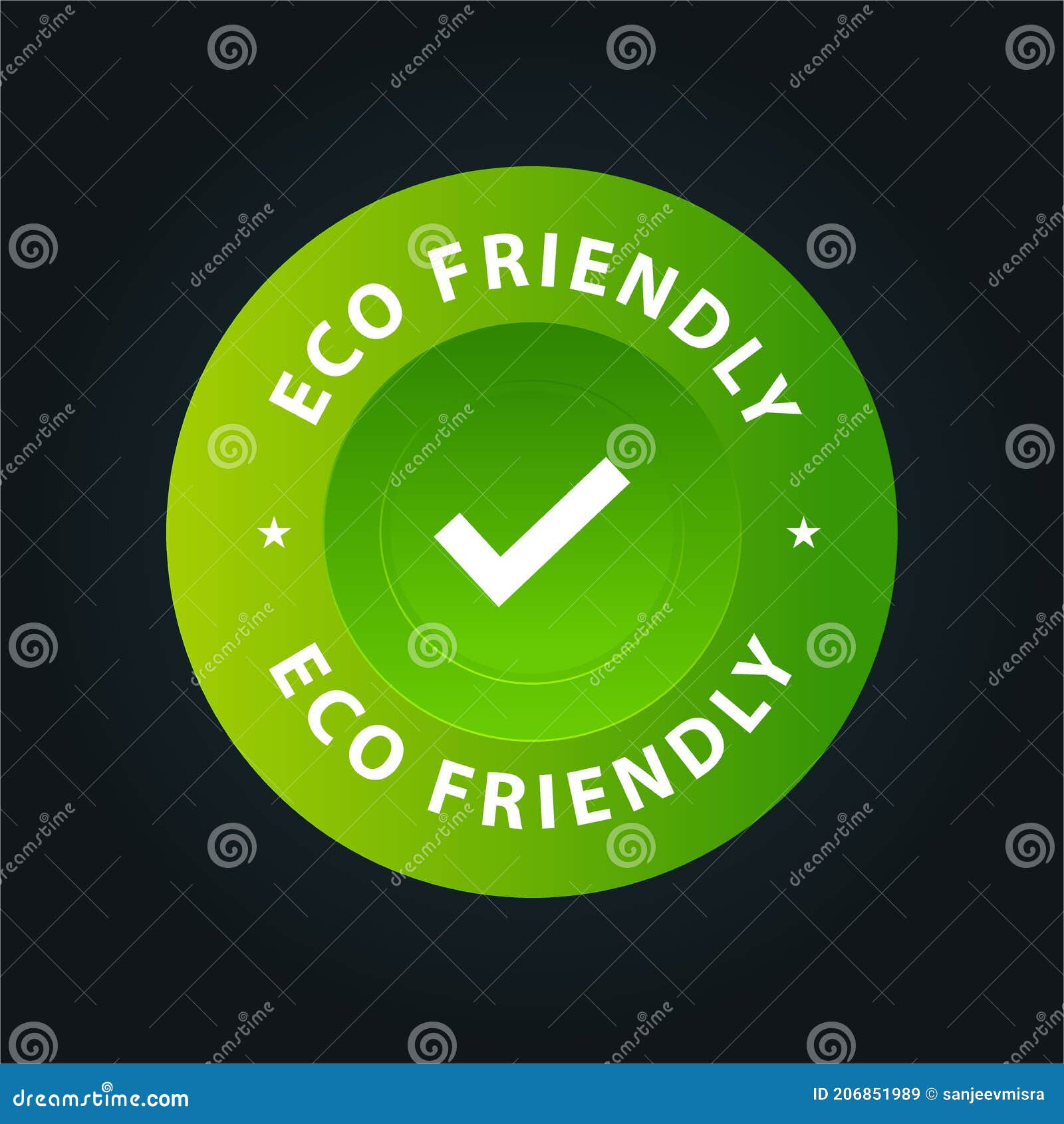 Eco Friendly Vector Stamp with Tick Mark Isolated on Black Background ...