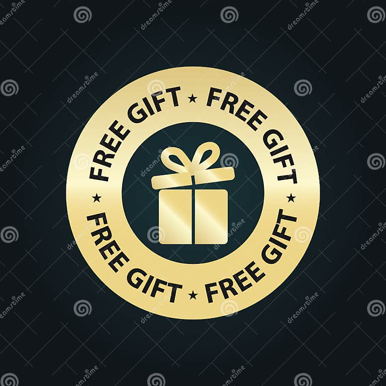 Free Gift Symbol, Golden Elegant Icon Stock Vector - Illustration of ...