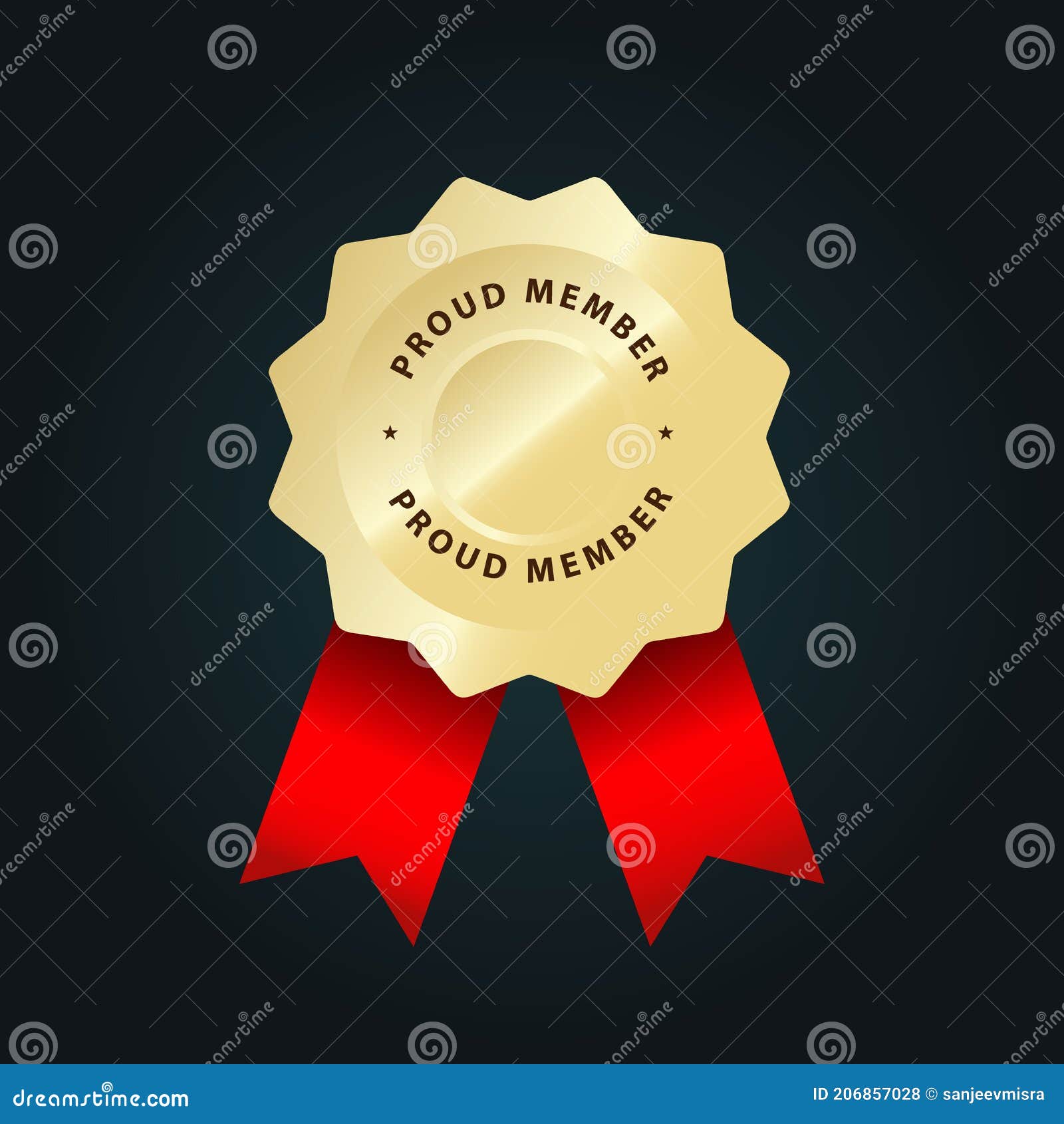 Proud Member Golden Vector Icon with Red Ribbon Stock Vector ...