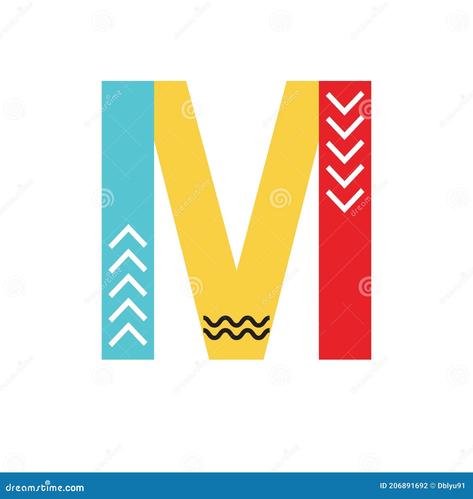 Letter M Memphis Style Logo, Icon, or Symbol Template Design Stock ...