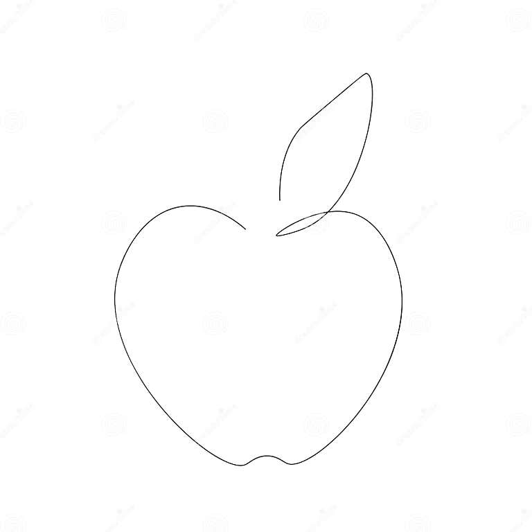 Apple One Line Drawing on White Stock Illustration - Illustration of ...