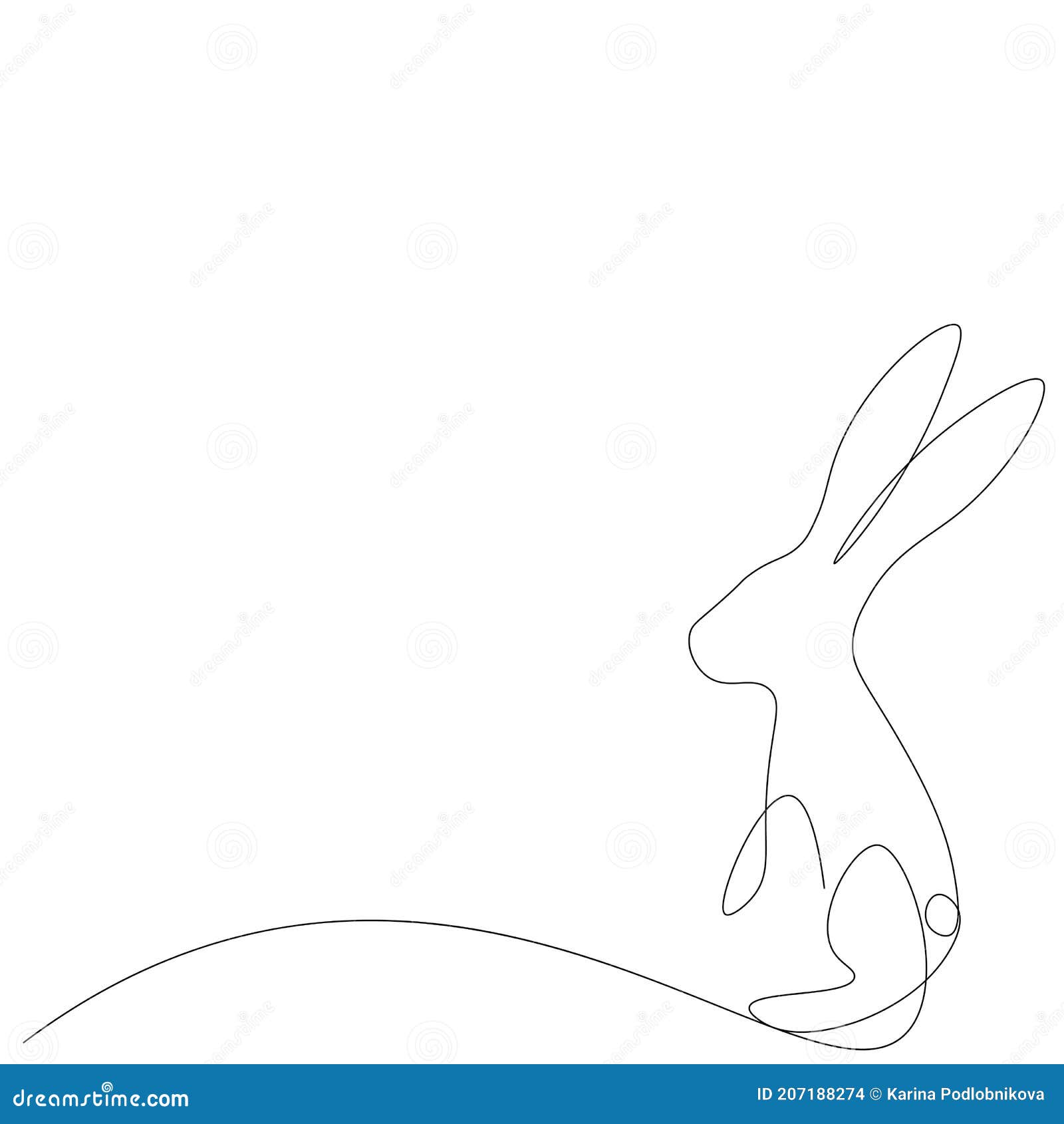 Bunny Isolated on White Background One Line Draw Stock Illustration ...
