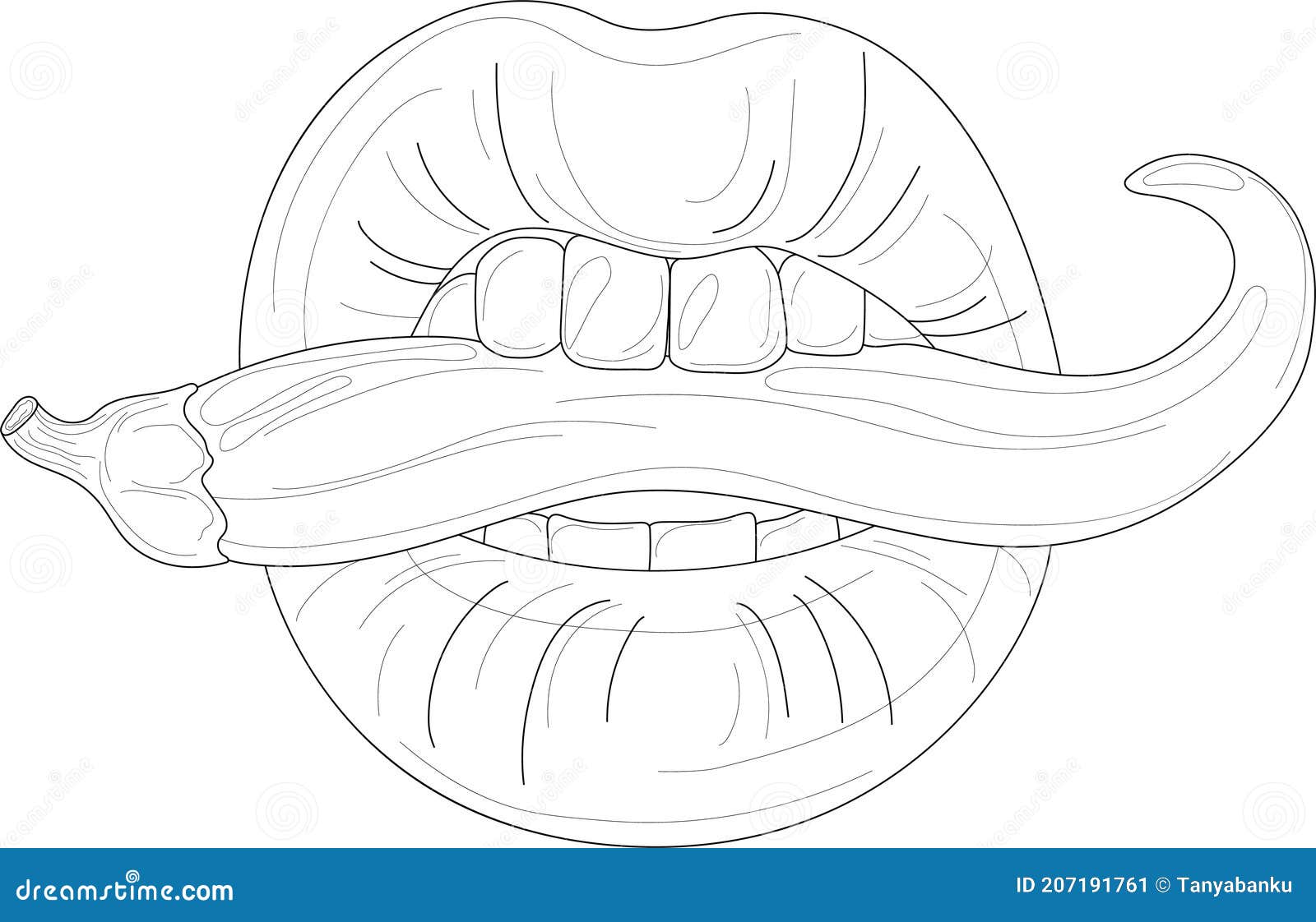 Realistic Lips and Hot Pepper Sketch Template. Stock Vector ...