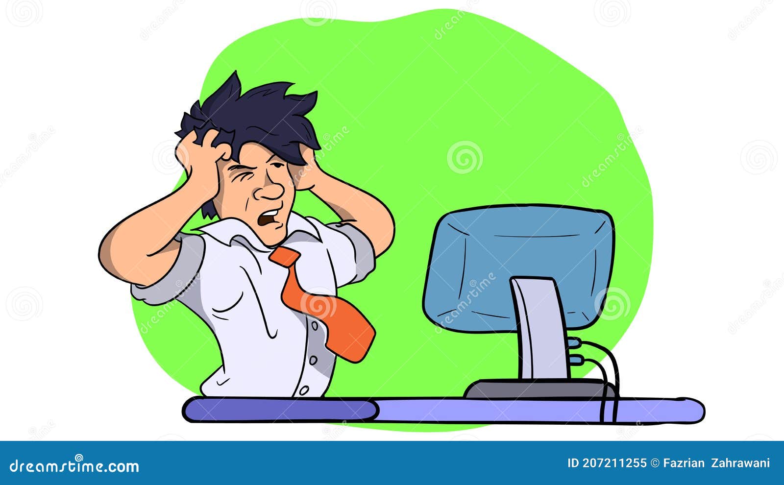 Stressful Office Worker in Front of Computer Stock Vector ...