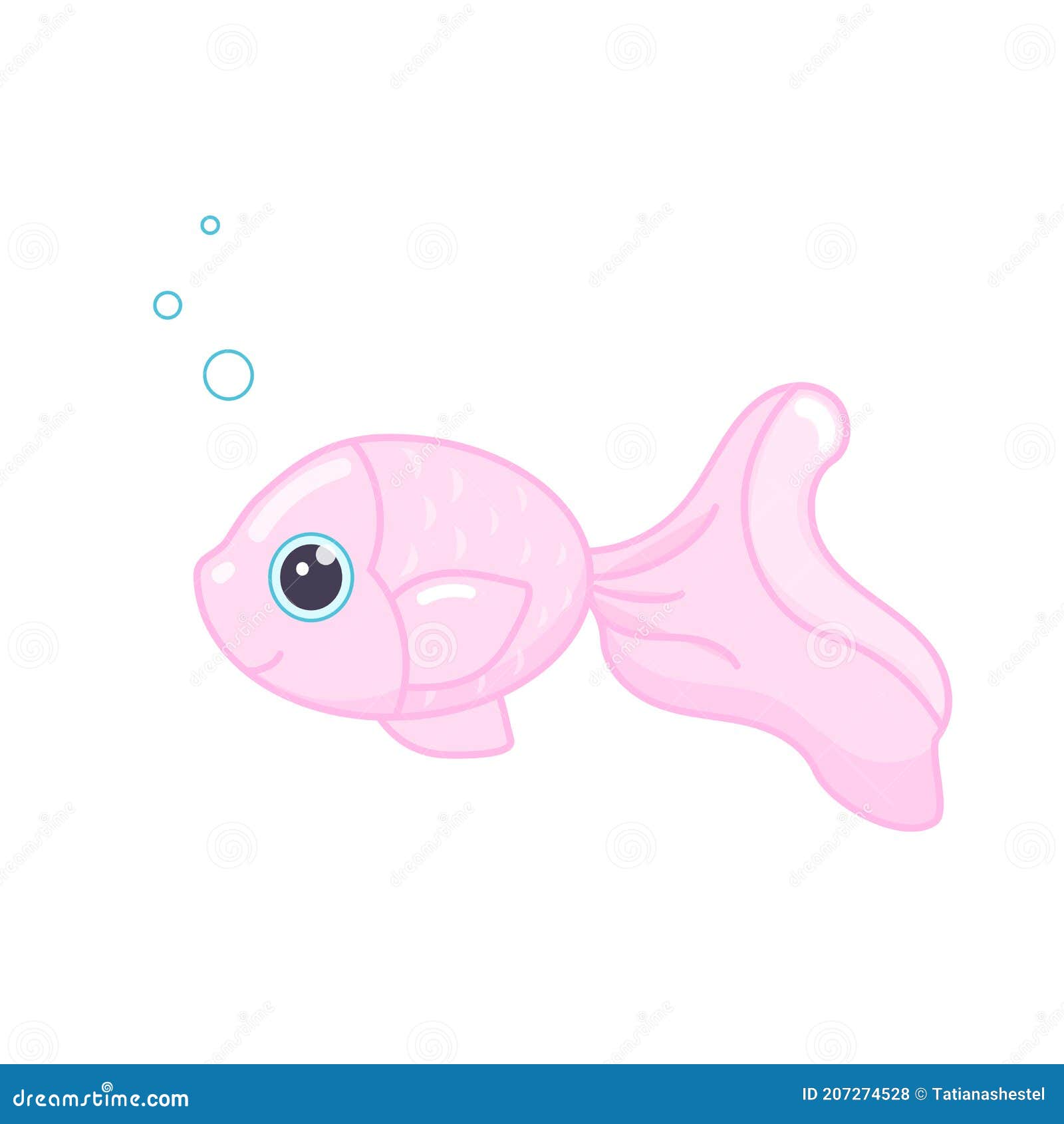 Pink Fish Vector Flat Illustration. Cute Cartoon Character. Sea ...