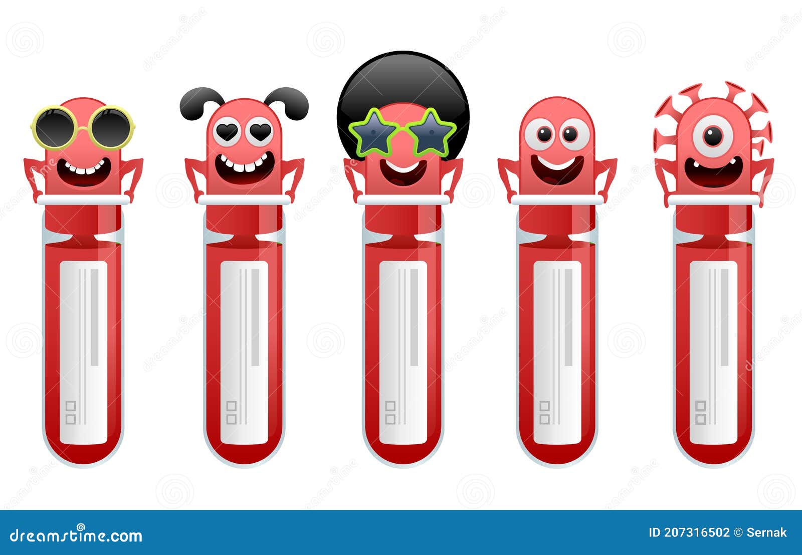 Blood Test Tube with Cartoon Characters. Stock Vector - Illustration of ...
