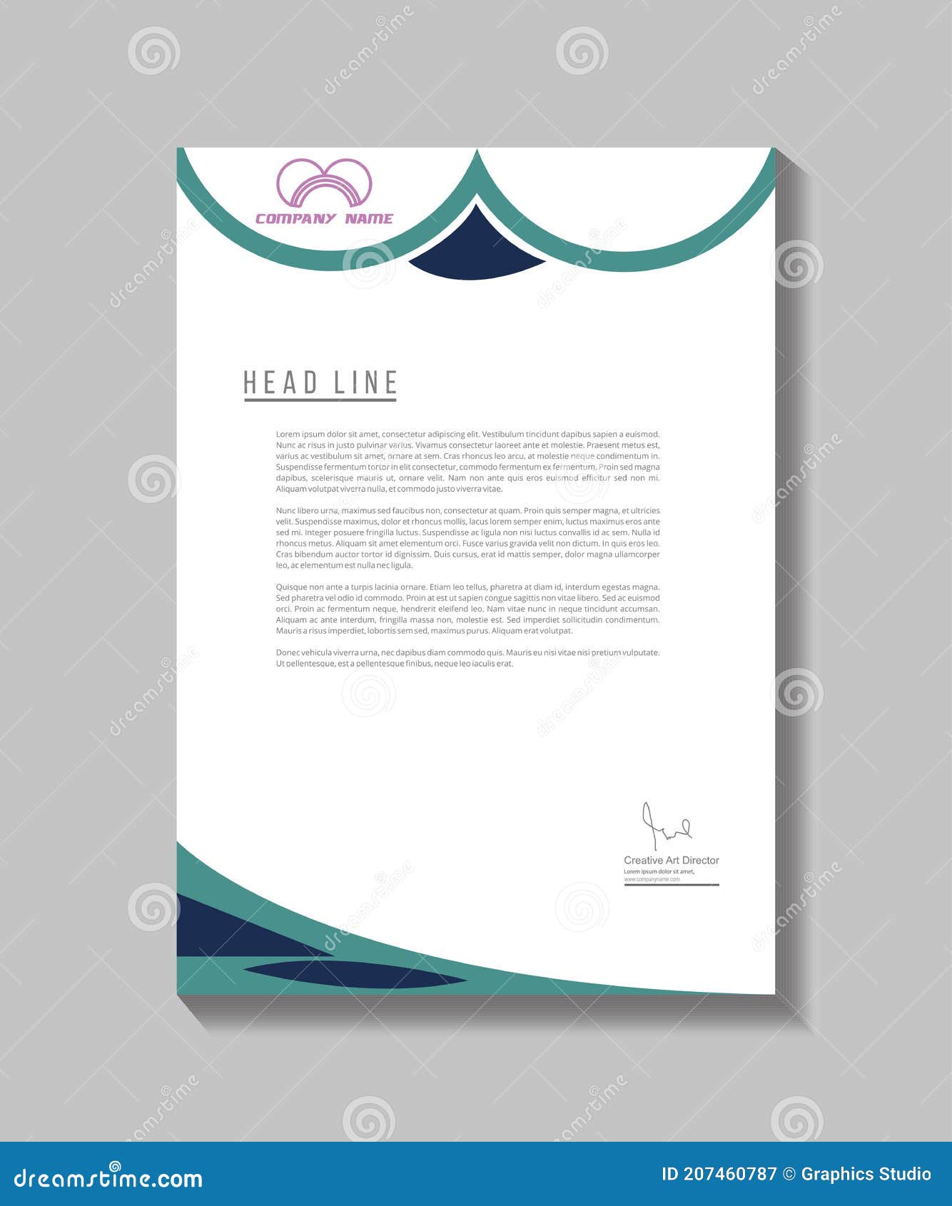 Beautiful Blue and Black Letterhead Design Stock Vector - Illustration ...