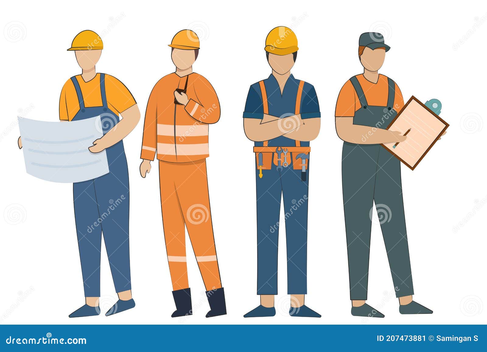 People Worker With Helmet Vector Illustration Cartoon Character ...