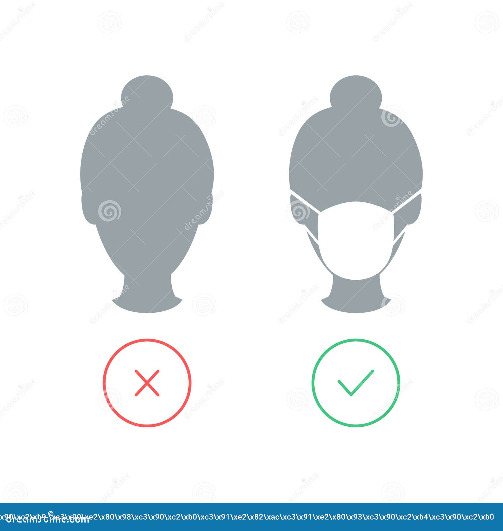 Women Head with Protective Mask. No Entry without Face Mask Icon Stock ...