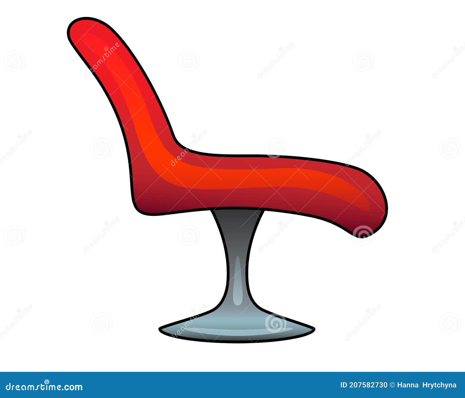 Red Couch on a Spinning Leg - Vector Full Color Illustration. Swivel ...