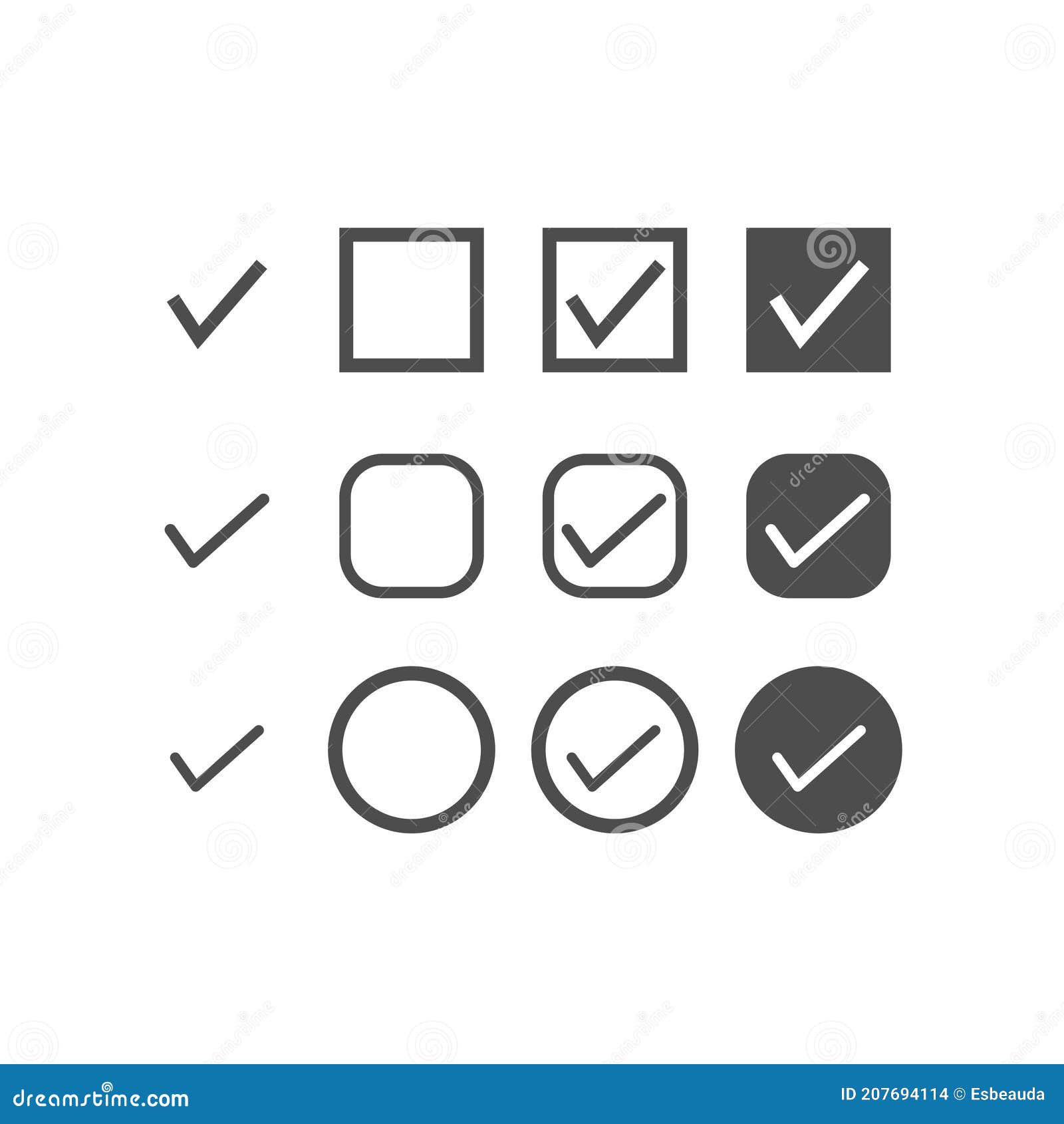 Tick or Correct Icon stock vector. Illustration of checkbox - 207694114