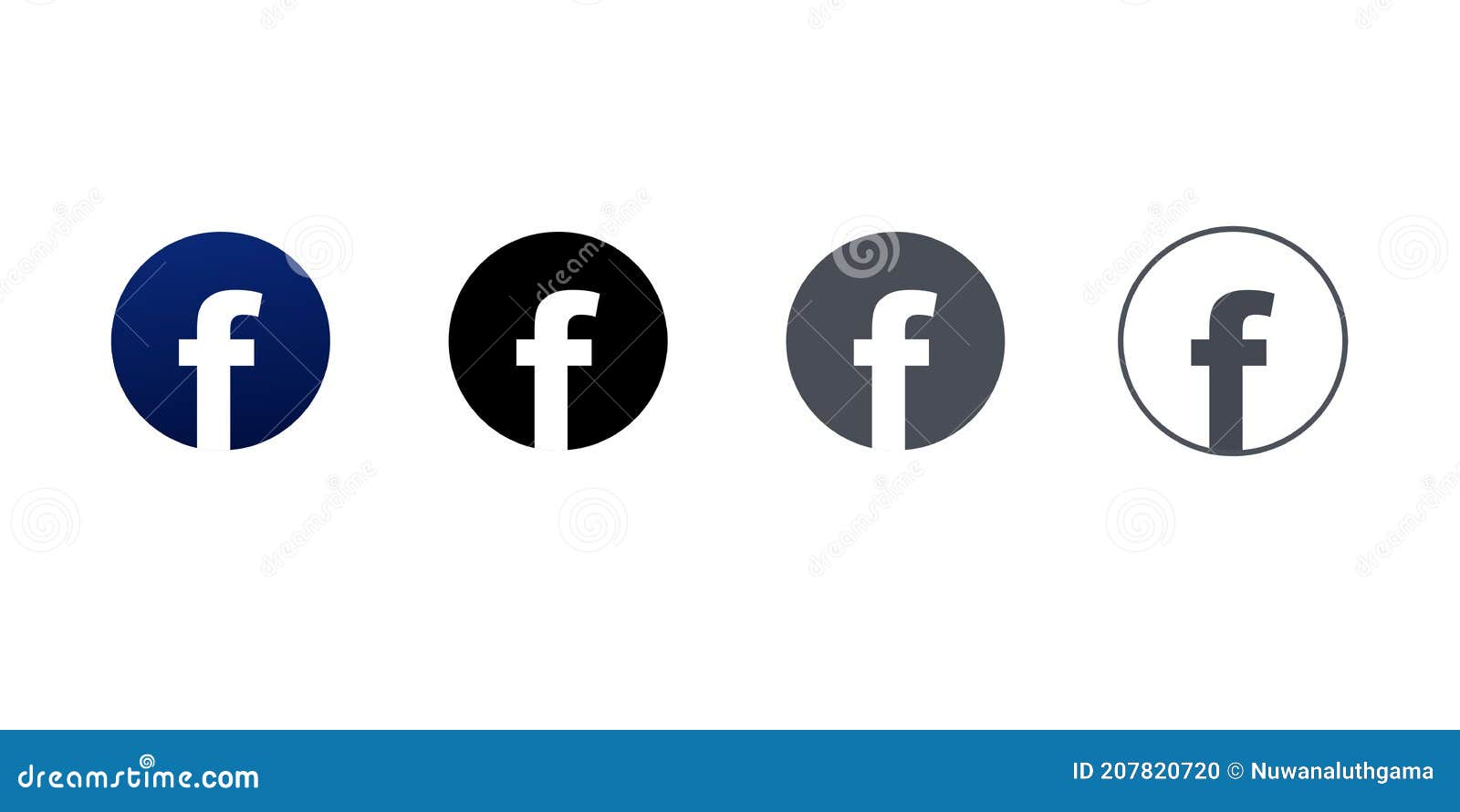 Different Style Facebook Vector Icons Editorial Image - Illustration of ...