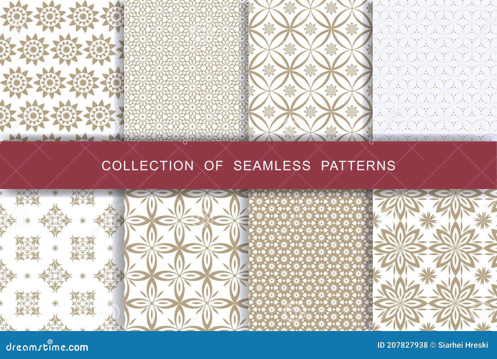 Fabric Print Set. 8 Seamless Patterns. Stock Vector - Illustration of ...