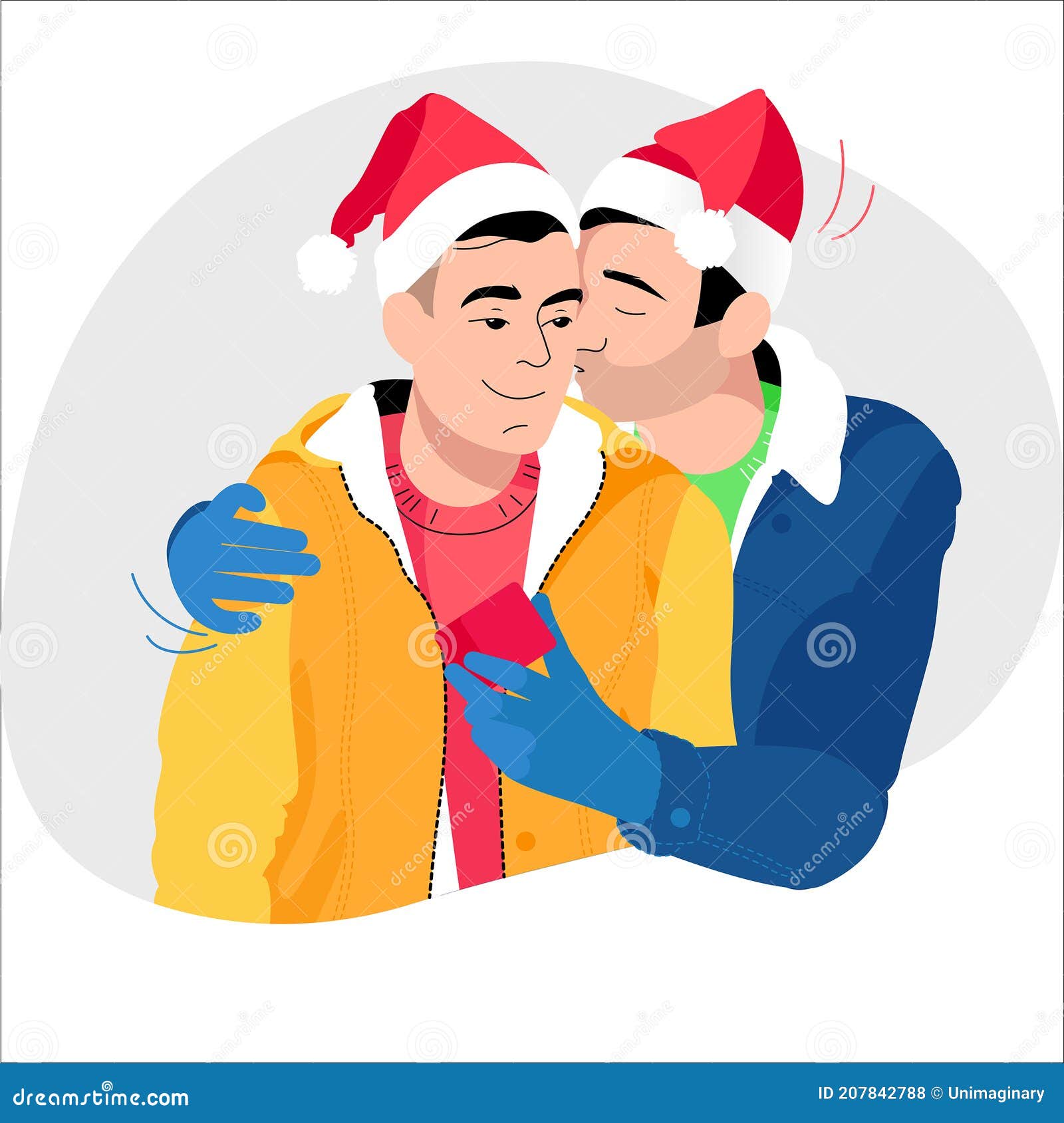 T And Kiss With Love For Christmas Same Sex Couple Gay Couple Stock