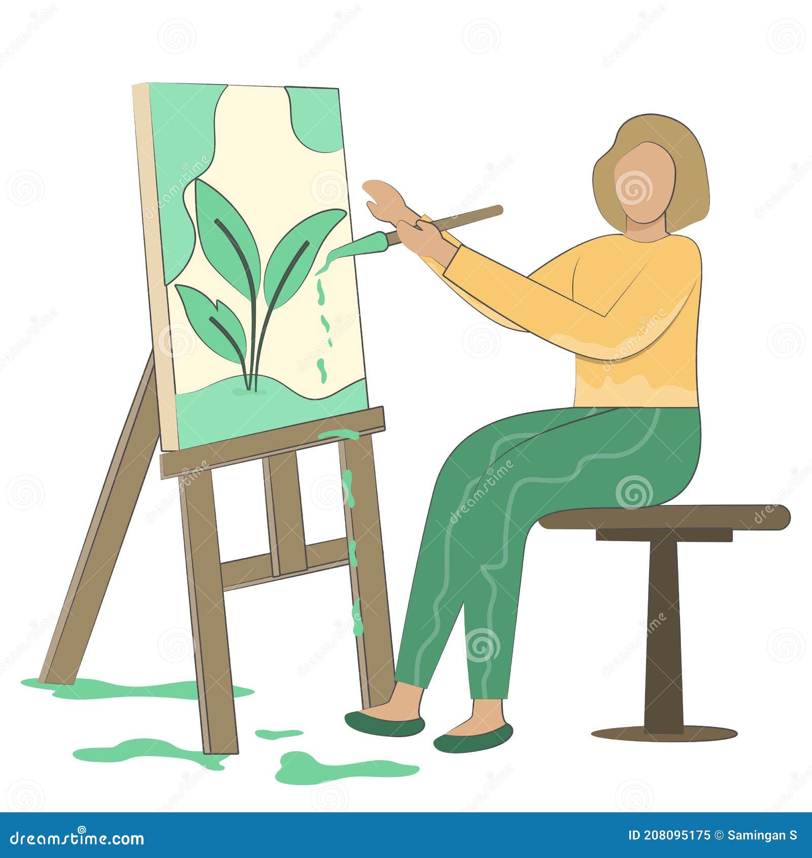People Painting Flat Vector Illustration Stock Illustration ...