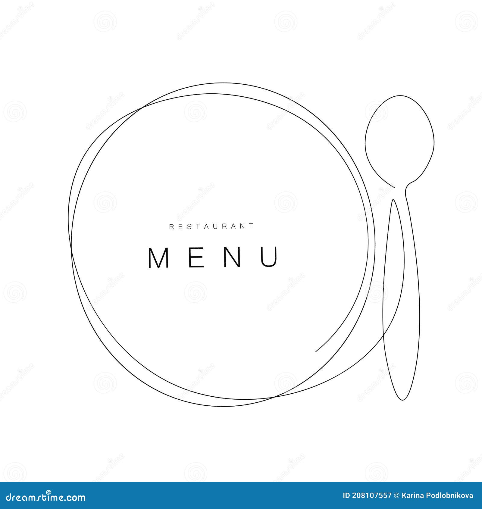 Restaurant Menu Background, One Line Draw Stock Illustration ...
