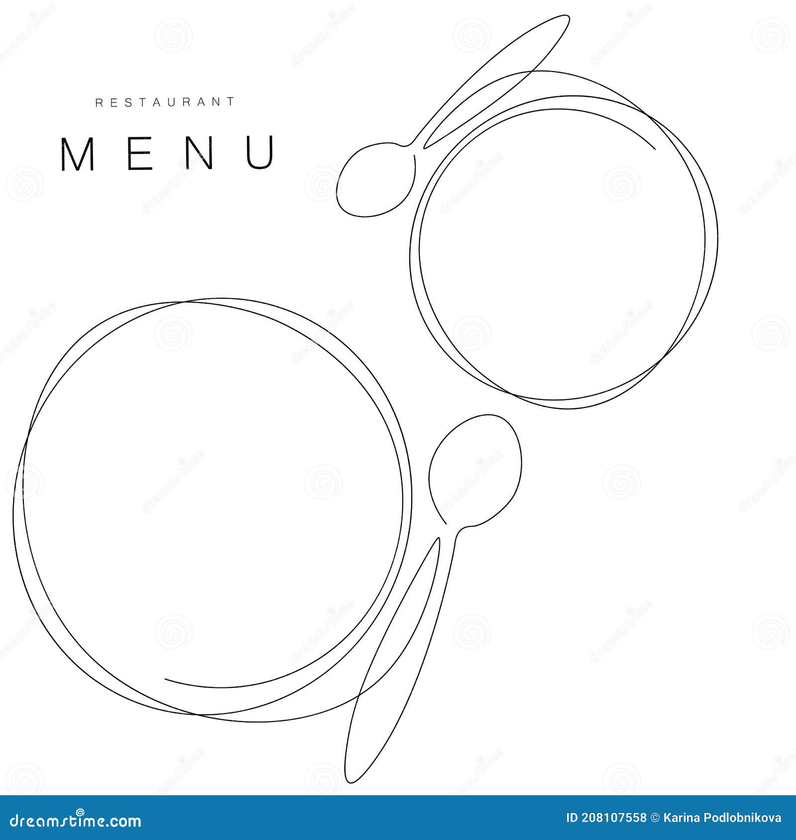 WRestaurant Menu Background, One Line Draw Stock Illustration ...
