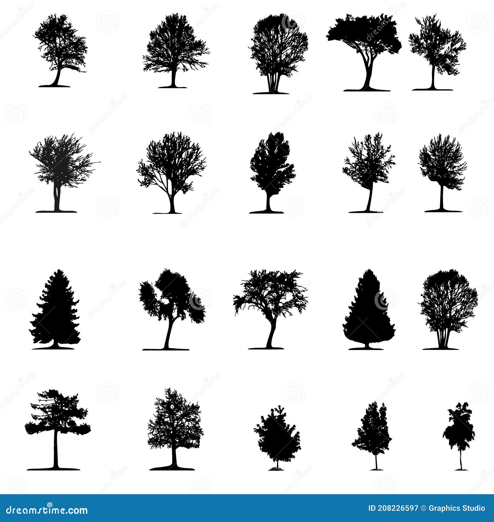 Beautiful many trees icons stock vector. Illustration of trees - 208226597