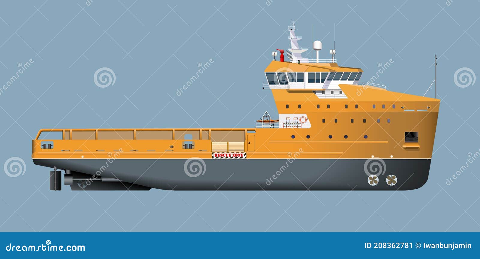 Offshore Support Vessel Supply Boat Stock Illustration - Illustration ...