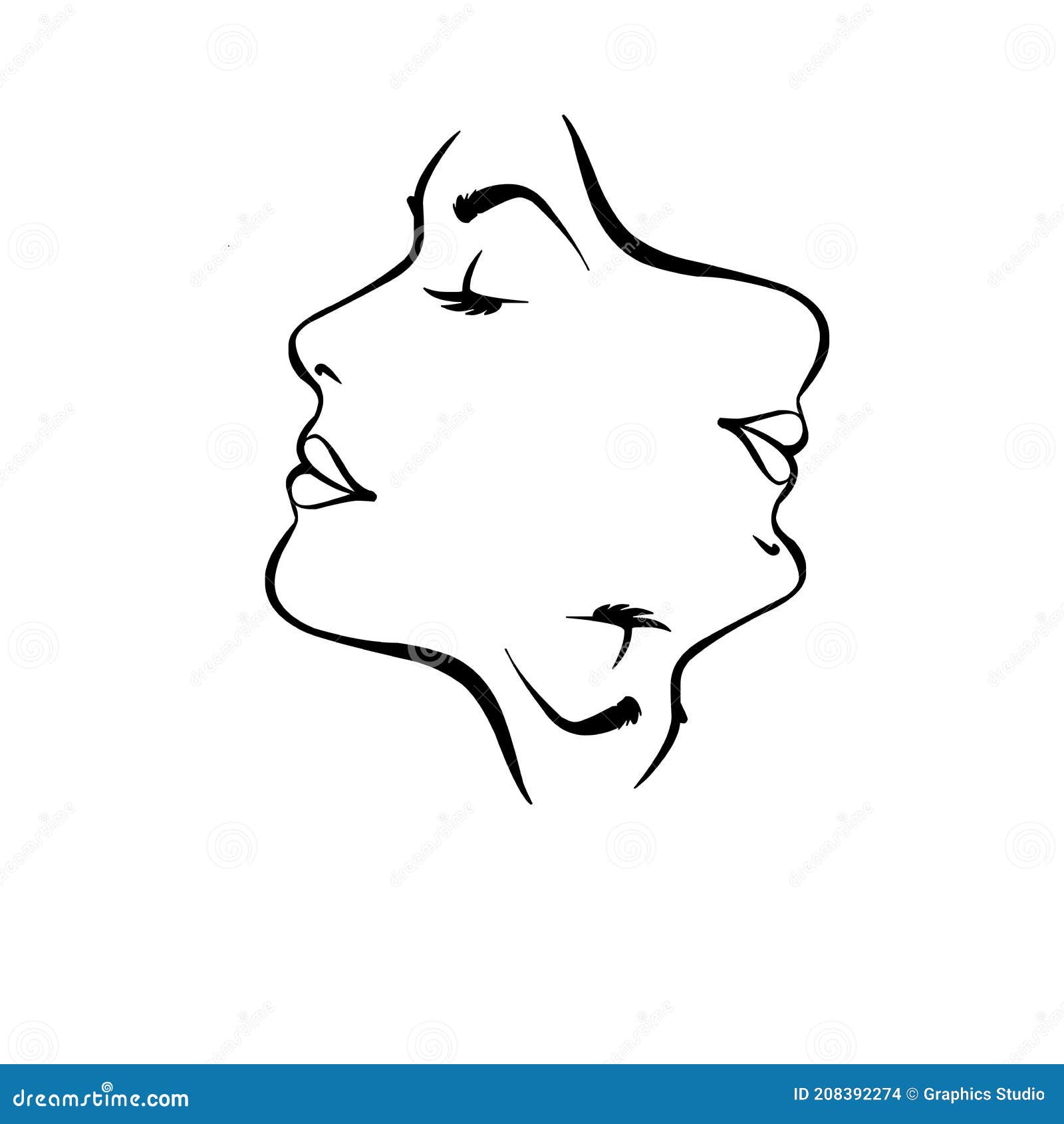 Beautiful Hand Drawing Girl Double Face Abstract Illustration Stock ...