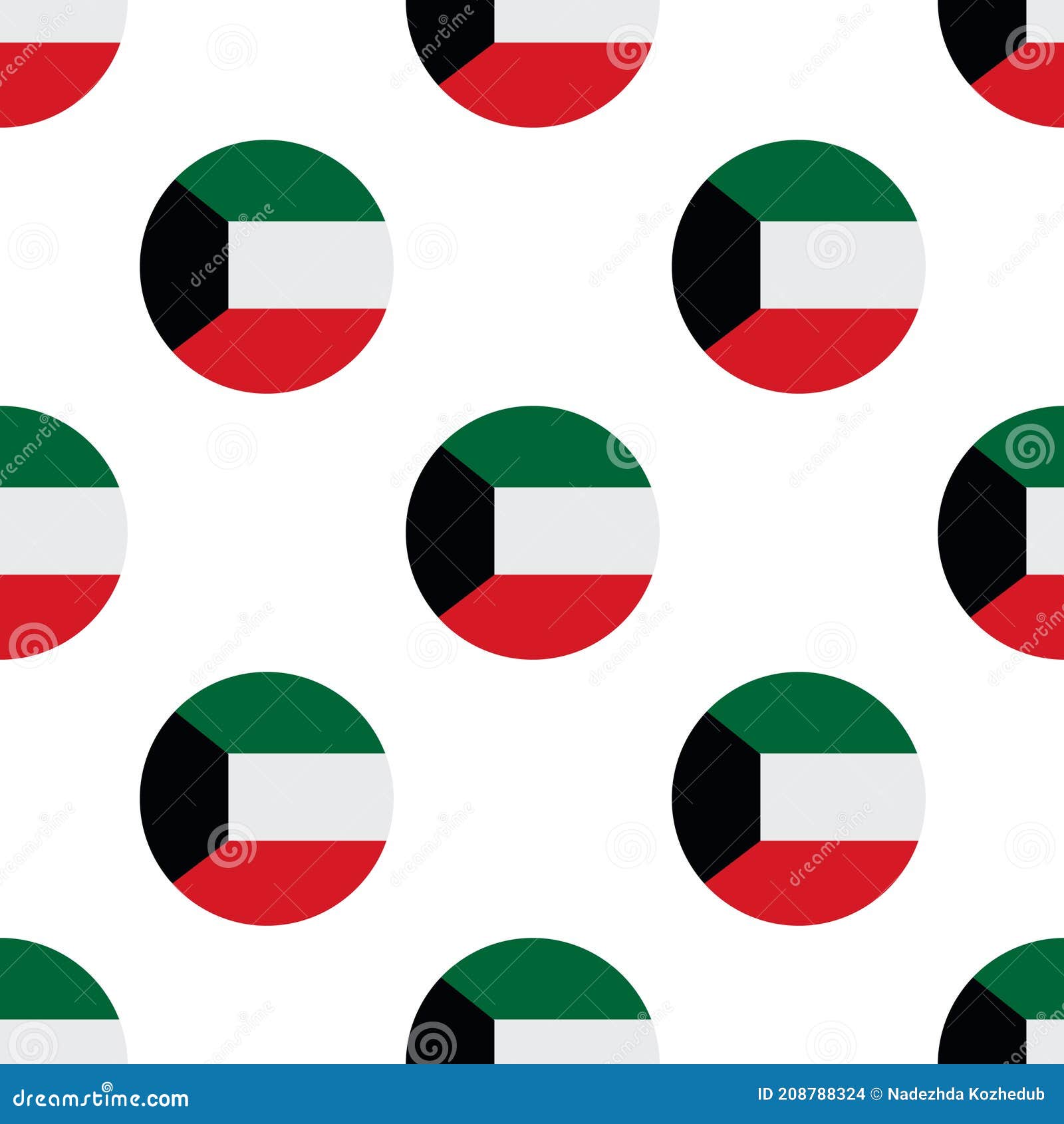 Kuwait Round Flag Seamless Pattern. Circle Icons Stock Vector ...