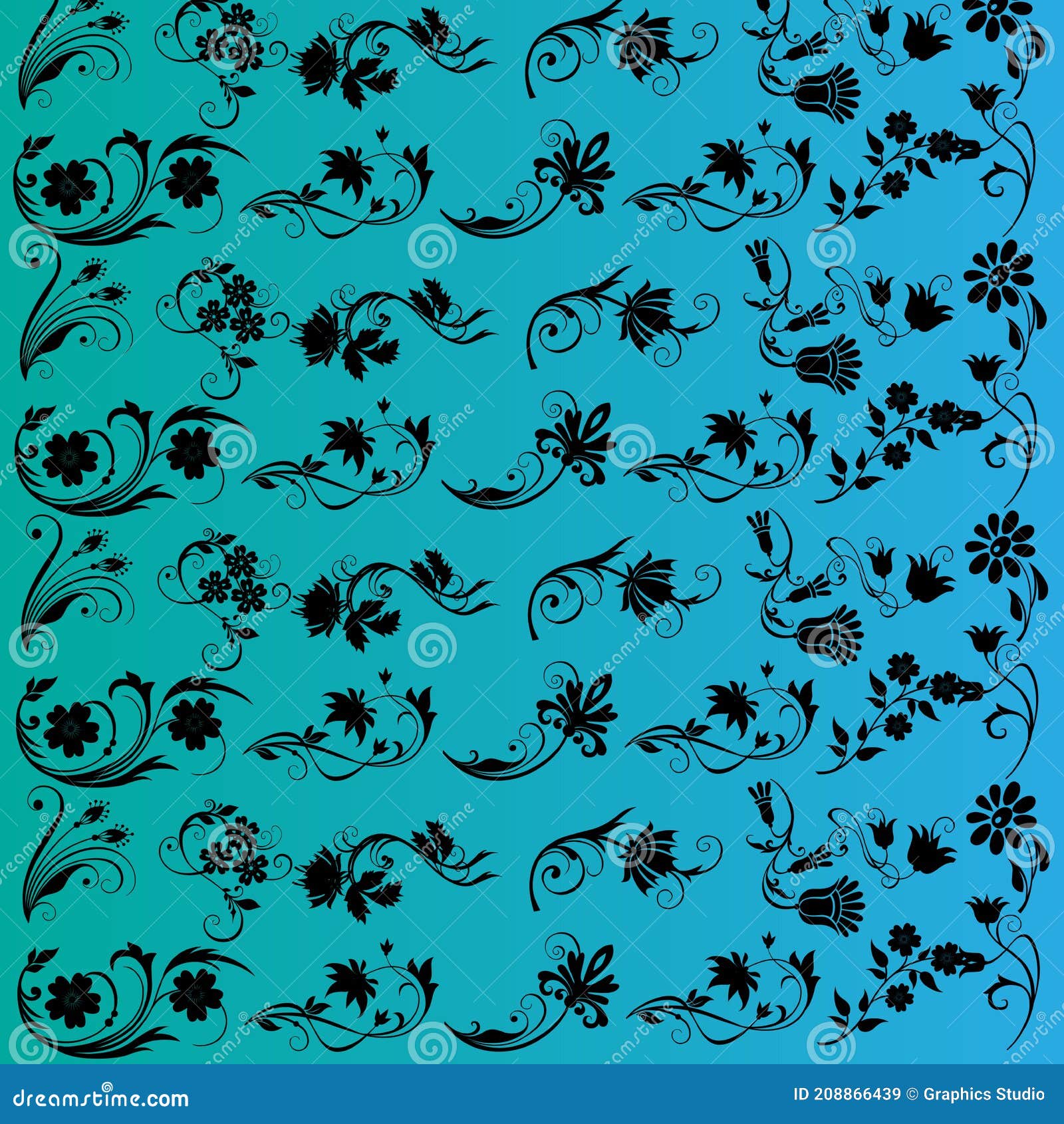 Seamless Black Flowers Pattern Abstract Vector Design Stock Vector ...