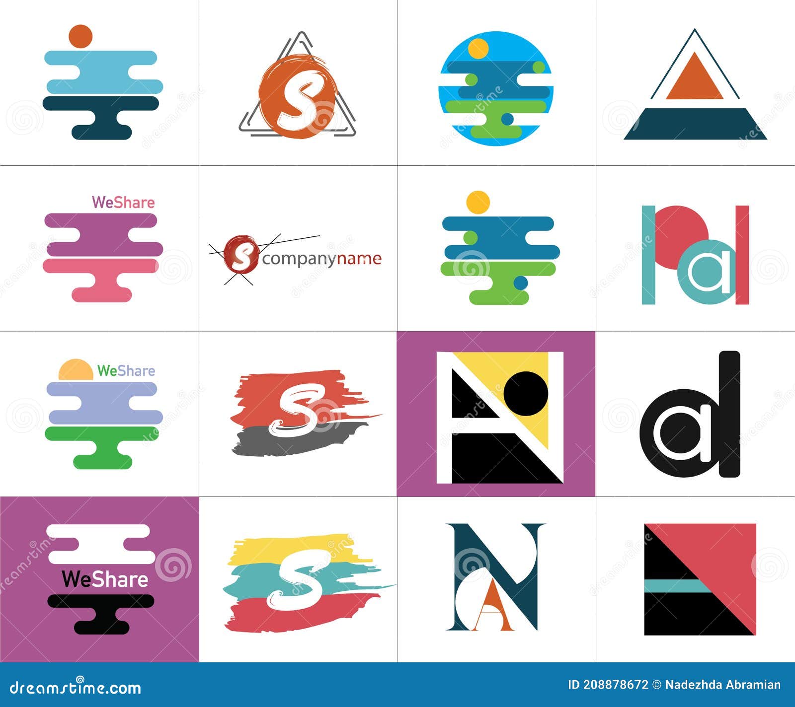 Colorful logo set 16. stock vector. Illustration of computer - 208878672