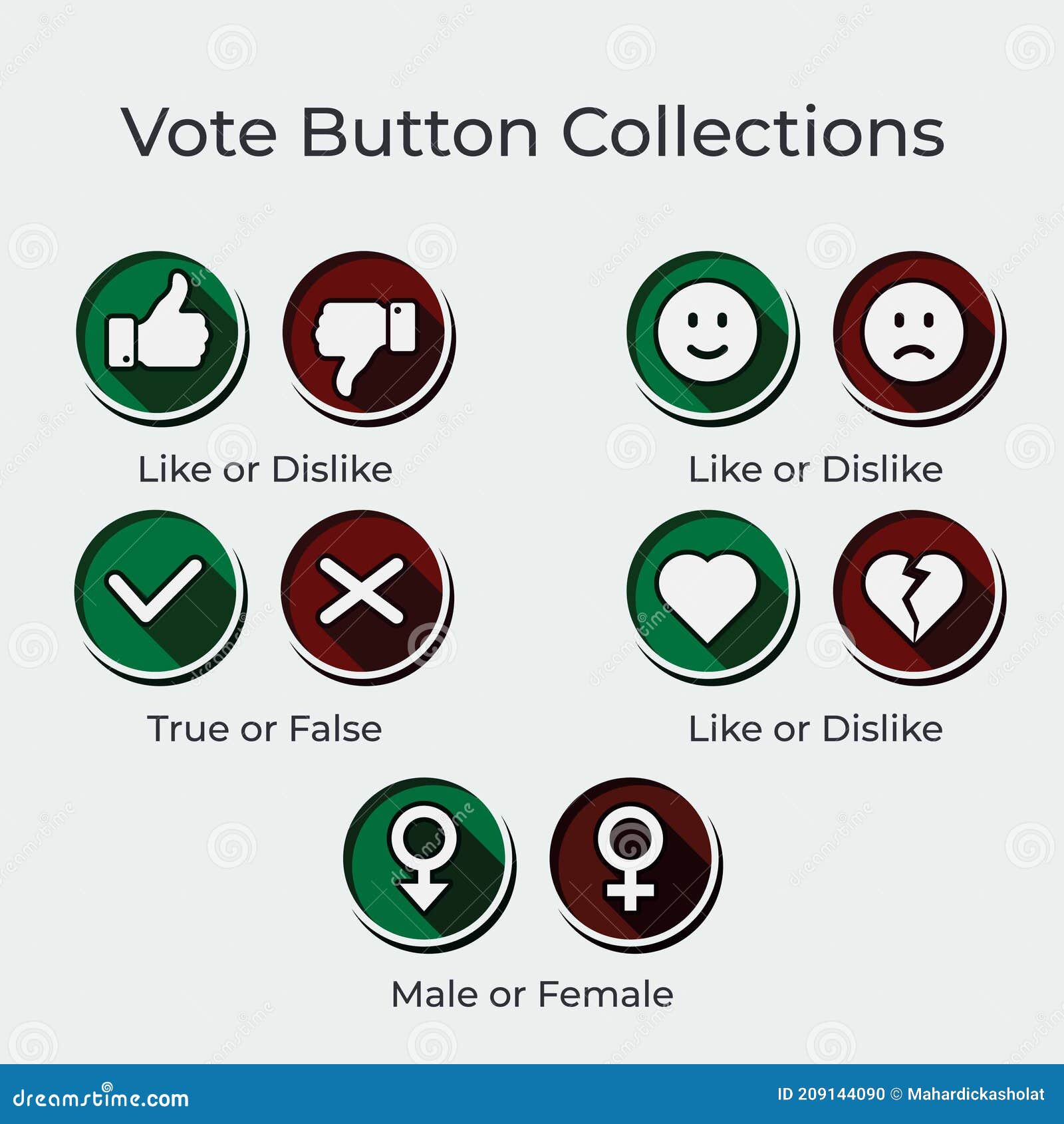 3D Circle Button of Like and Dislike for Web. Stock Vector ...