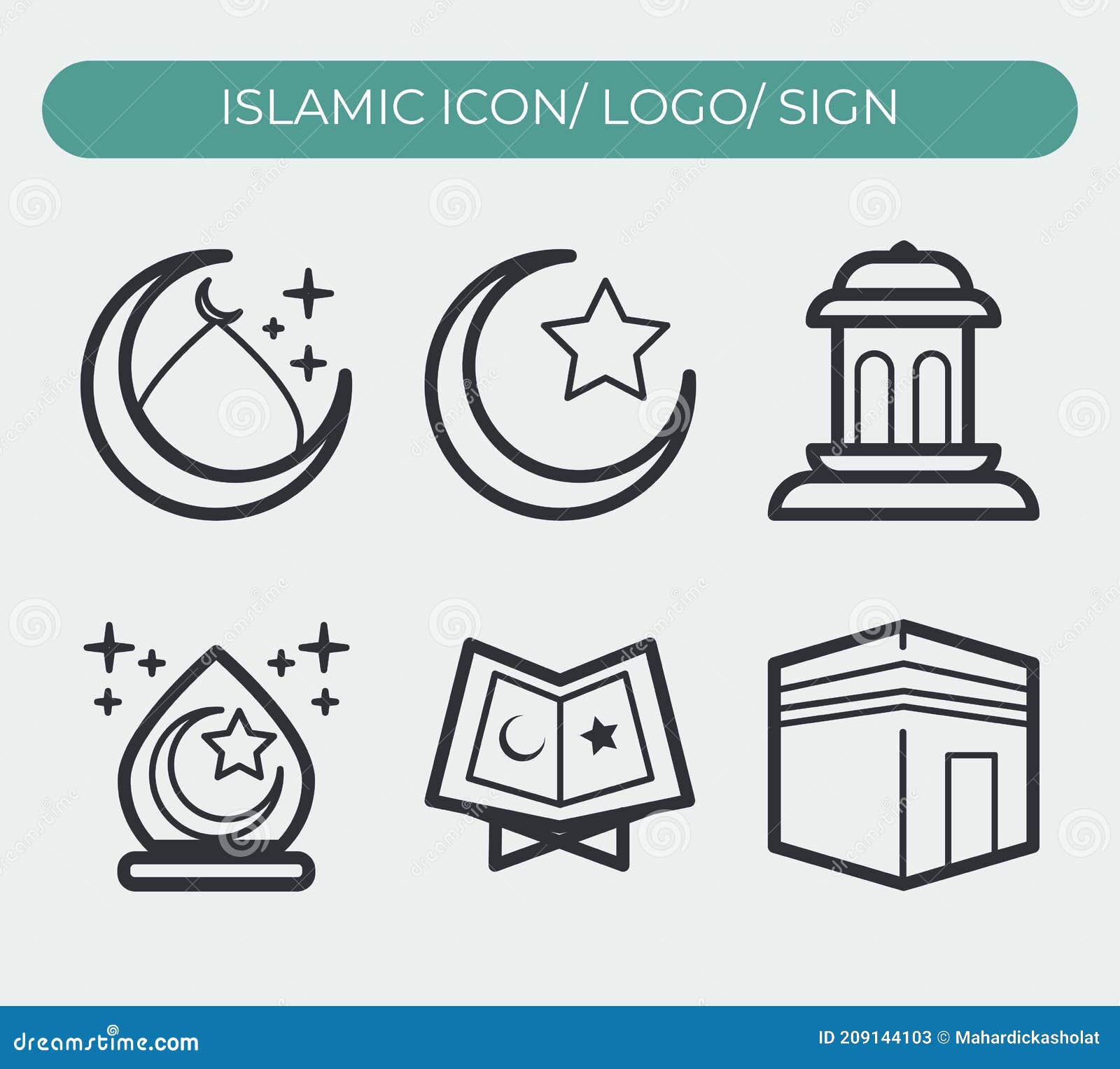Set of Moeslem Icon Vector Illustration Symbols Stock Vector ...