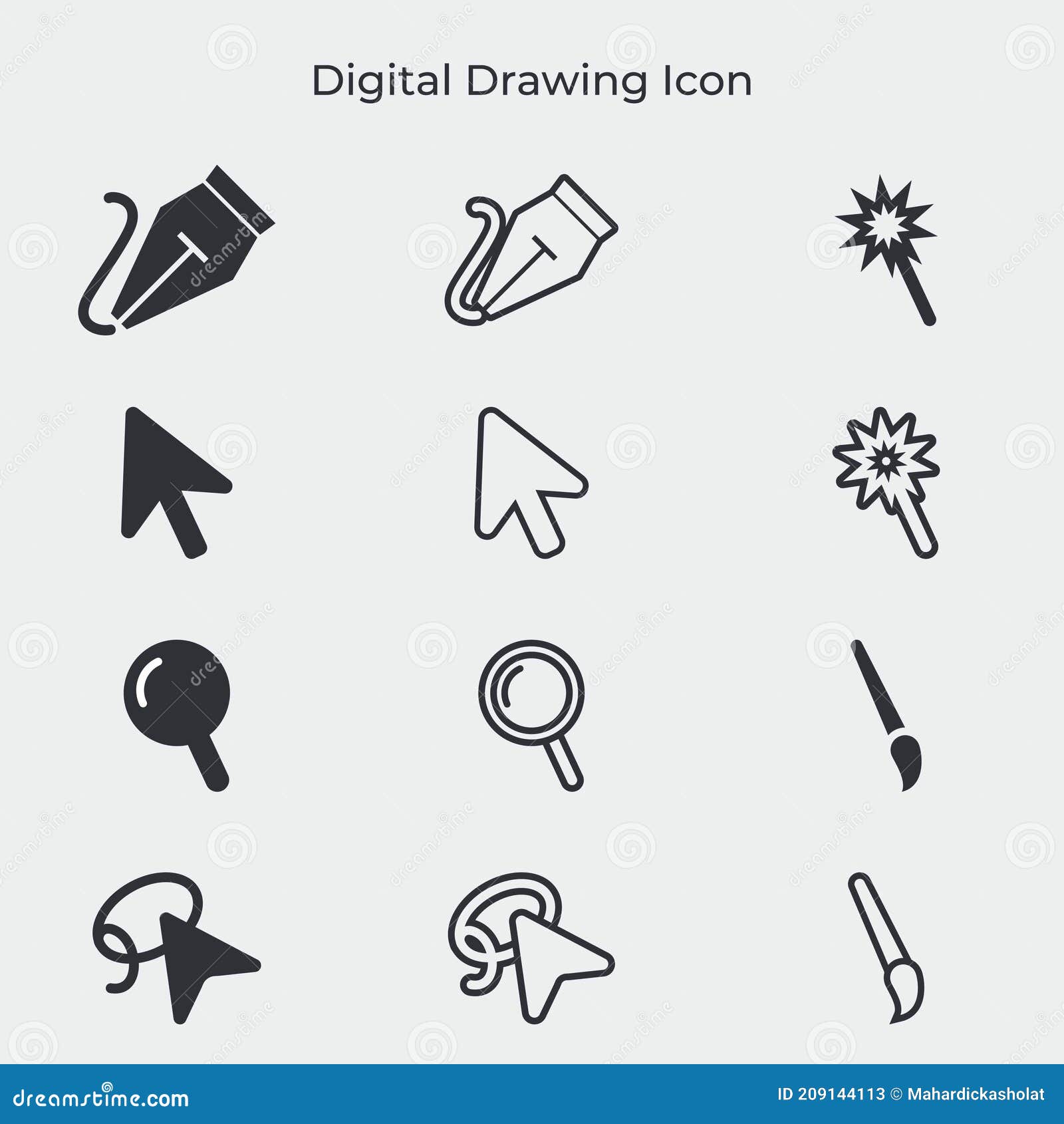Set of Digital Drawing Icon Symbols Vector. Stock Vector - Illustration ...