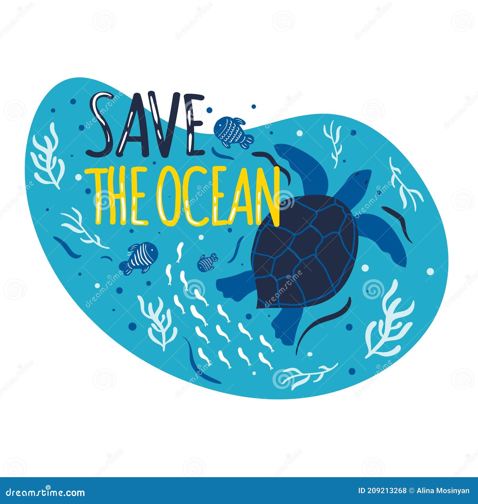 Save the Ocean. Sea Ocean Wildlife - Sea Turtle Fish Plants. Keep the ...