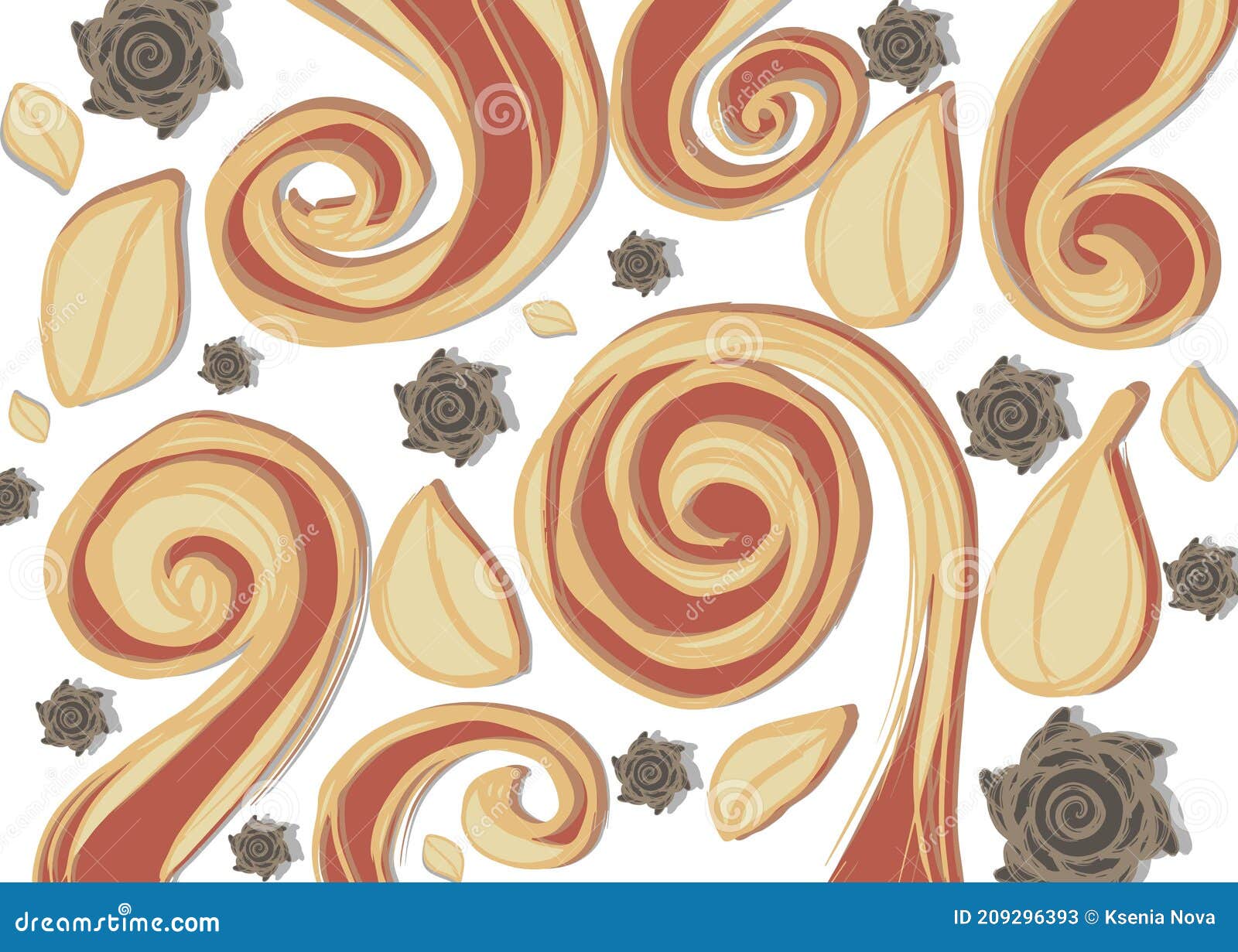 Red and Beige Abstract Floral Illustration Stock Vector - Illustration ...