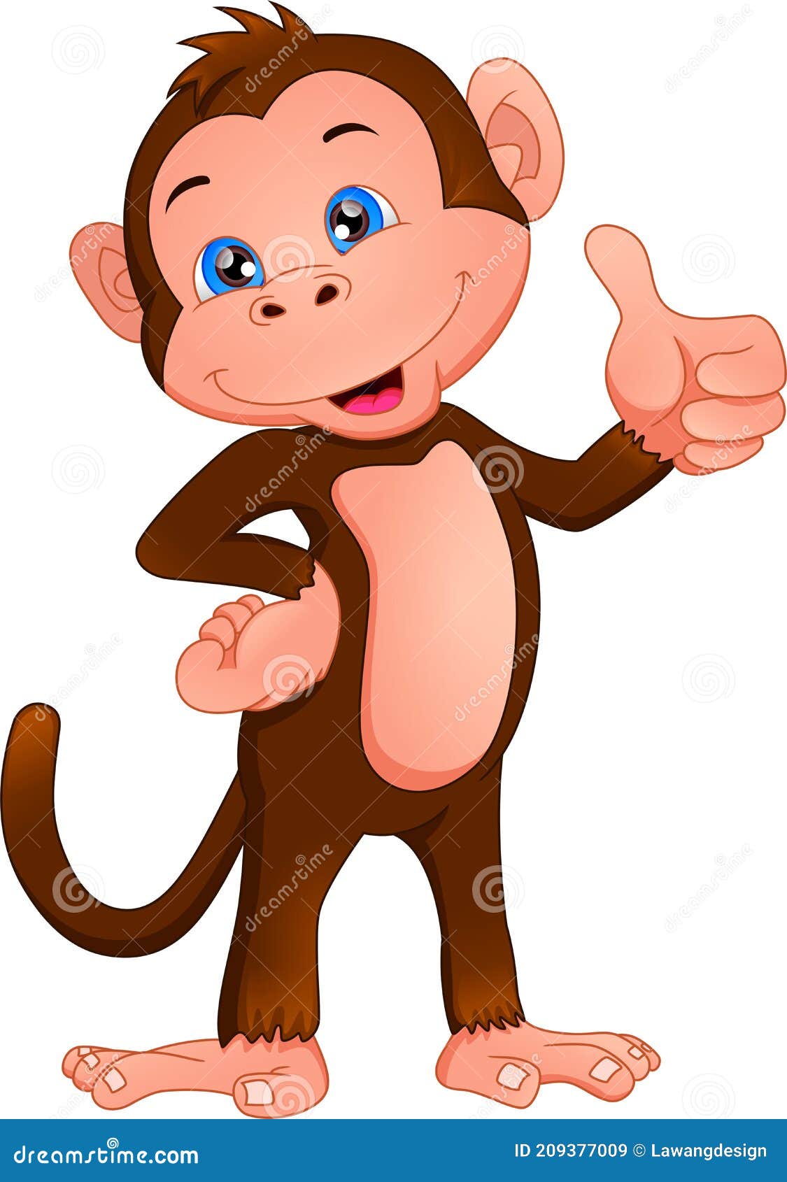 Cute Monkey Cartoon Thumb Up Stock Vector - Illustration of cute ...