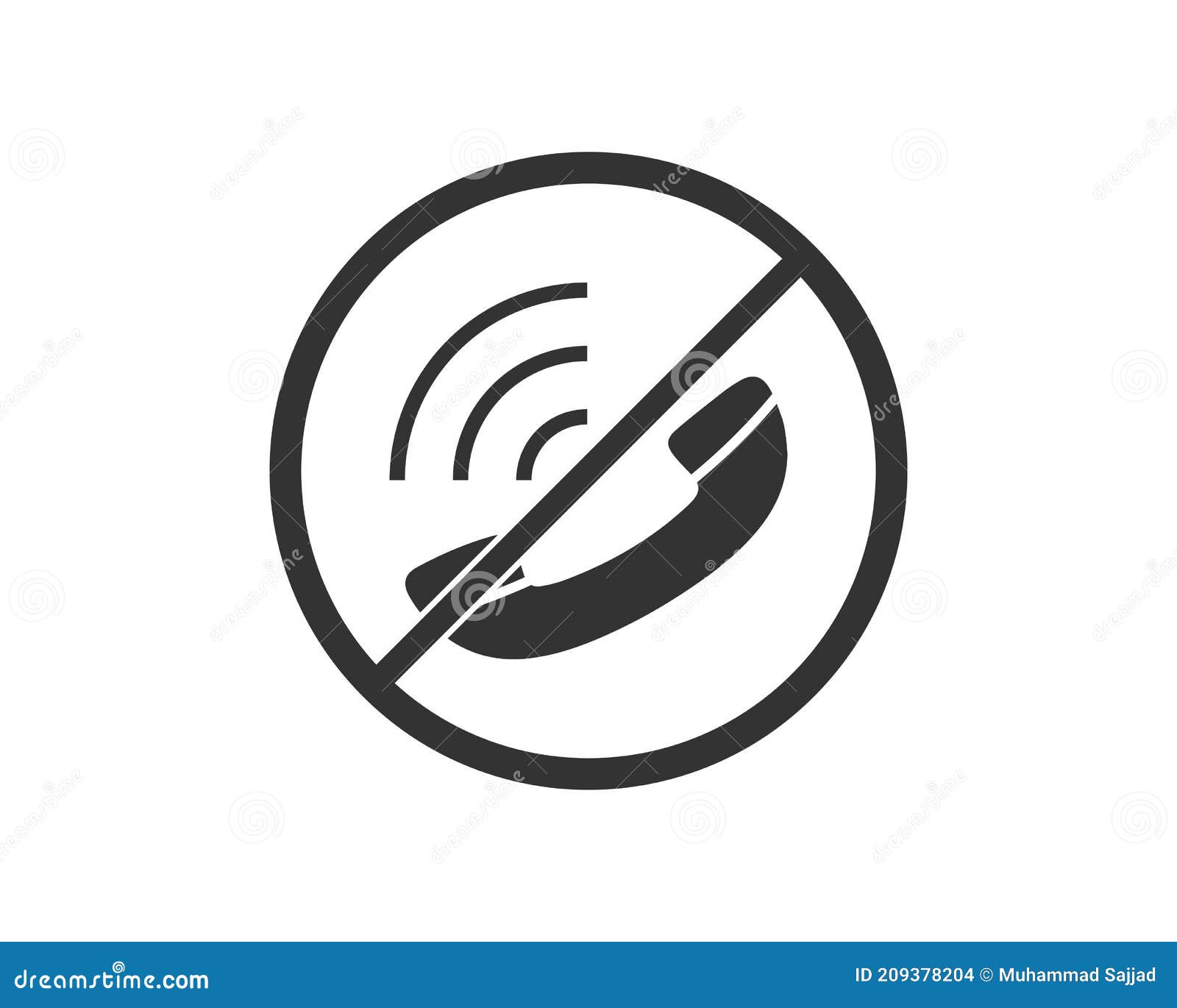 No Phone Icon in Trendy Flat Style Isolated -No Calling Sign No Ringing ...