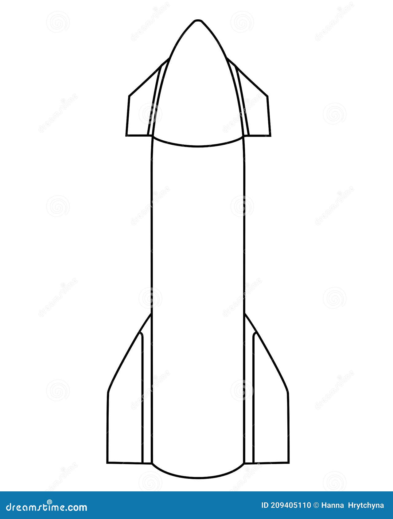 Large Rocket, Spaceship - Vector Linear Illustration for Coloring ...