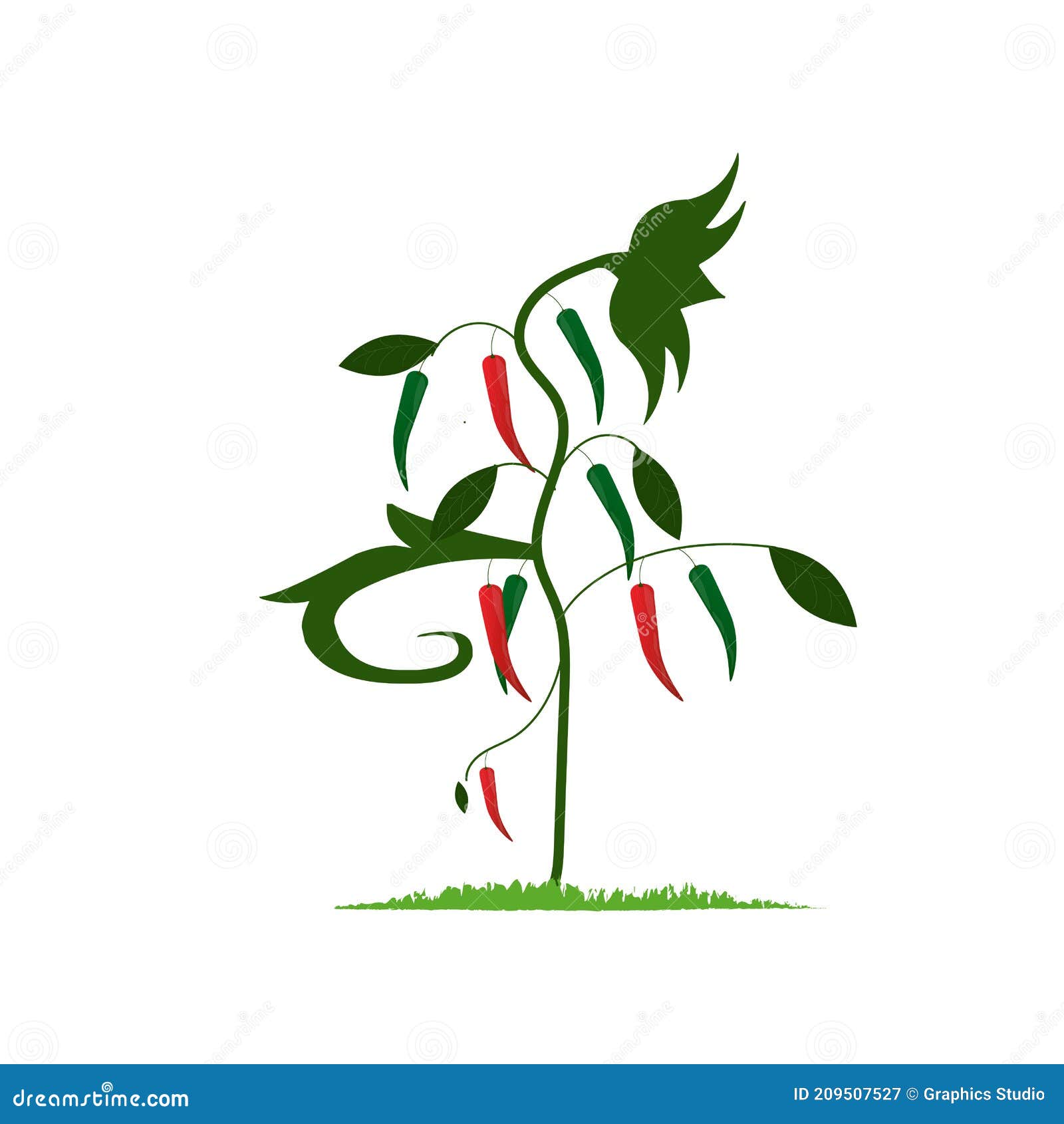 Long Peppers Tree Green and Red Vector Abstract Illustration Stock ...