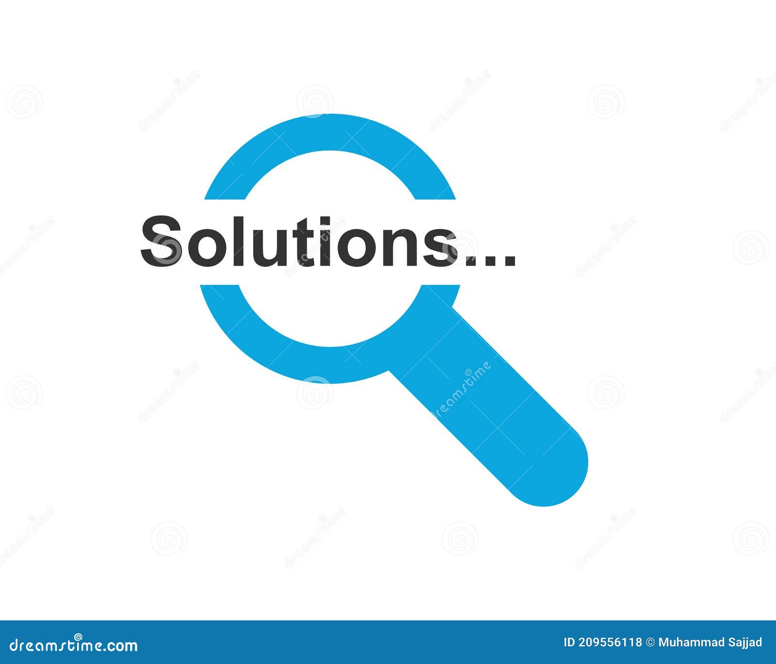 Solutions Text and Magnifying Glass Stock Vector - Illustration of ...