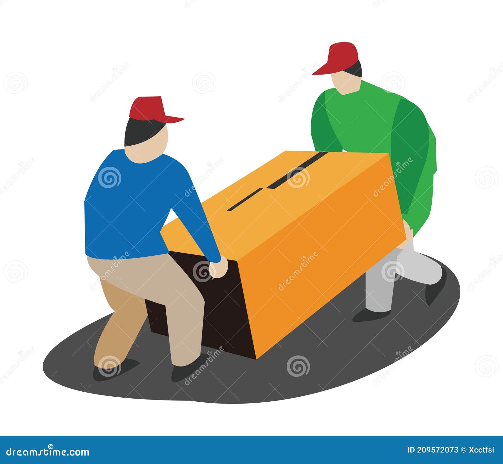 A Vector Illustration of Two Cartoon Porters Carrying Boxes Stock ...