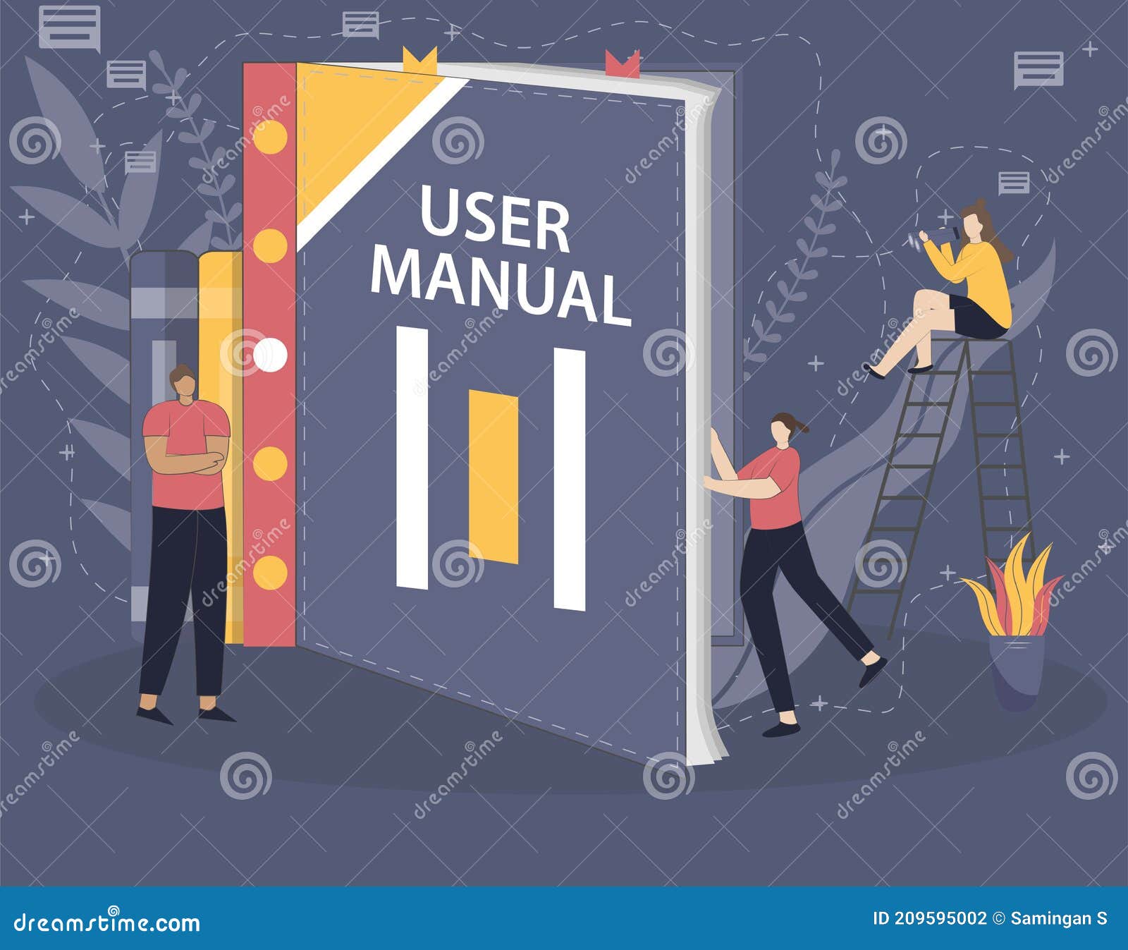 Manual Book Flat Design Style Vector Illustration Concept. Stock Vector ...