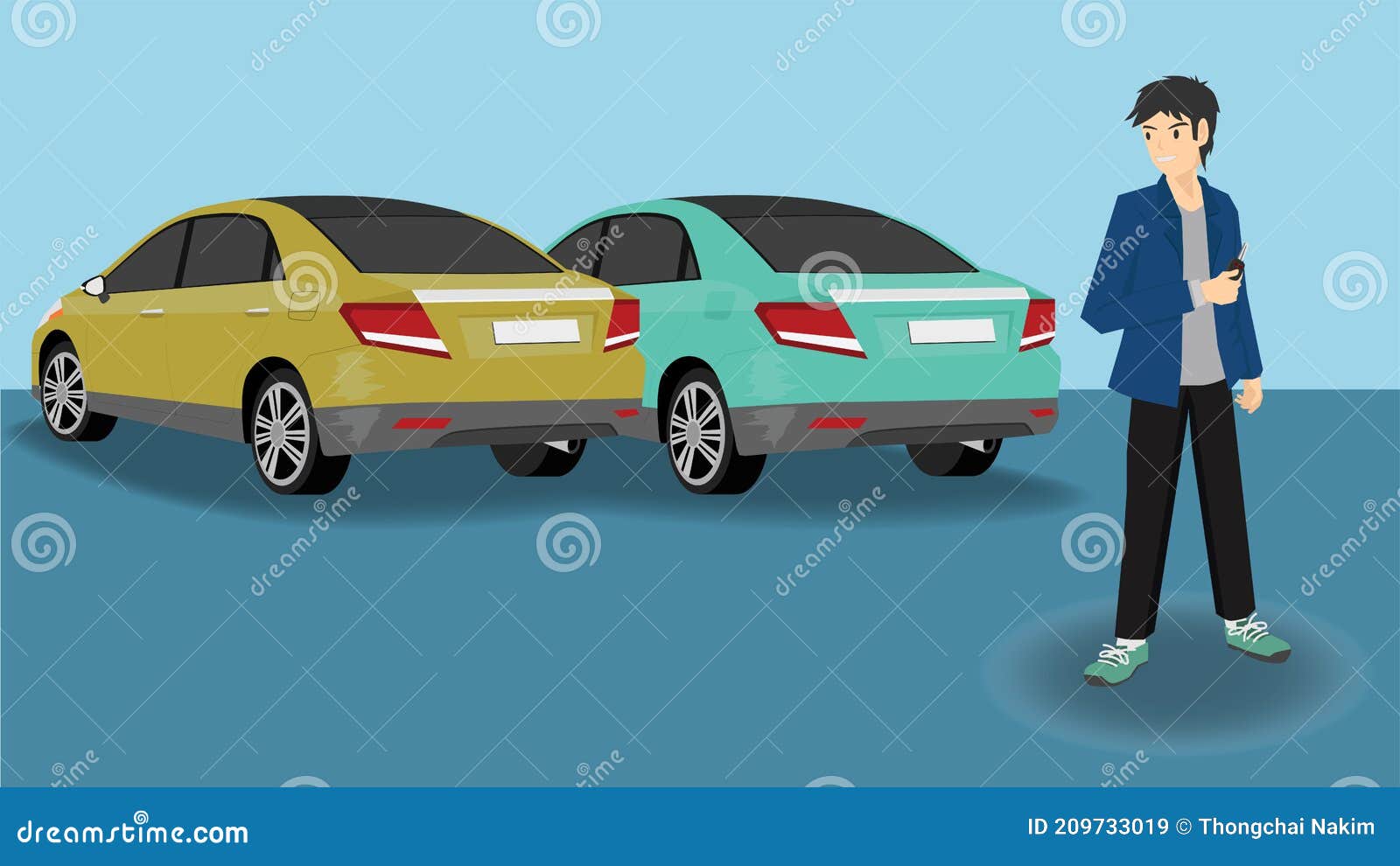 Happy Business Users Choose To Buy a New Vehicle. Stock Vector ...