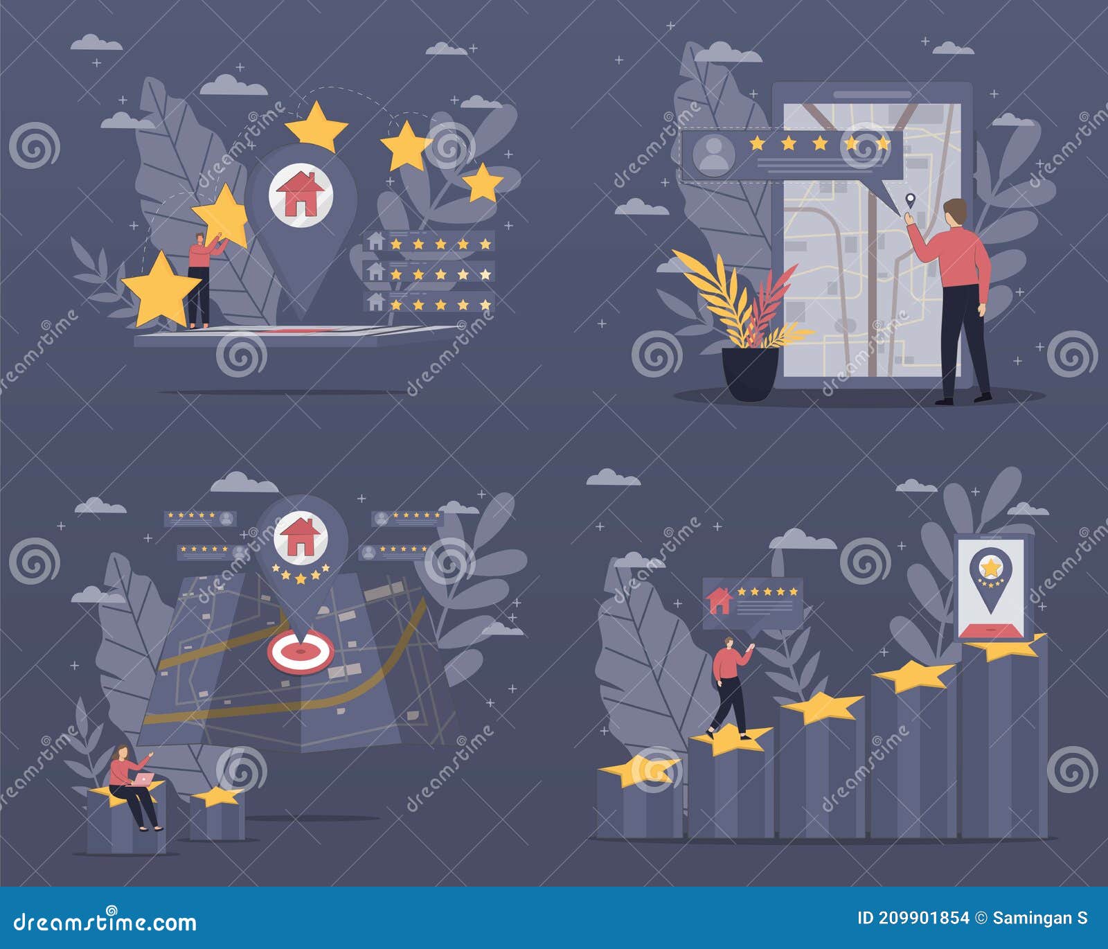 Flat Design Style Location Rating Vector Illustration. Stock Vector ...