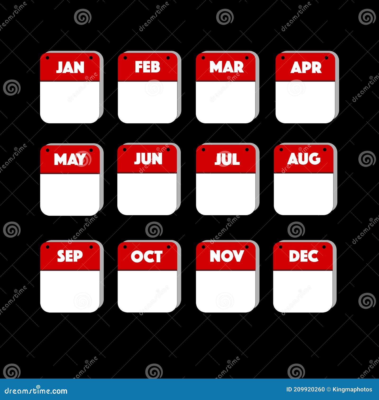 Blank Calendar Red and White Reflective Button Icon Set, Internet Like ...