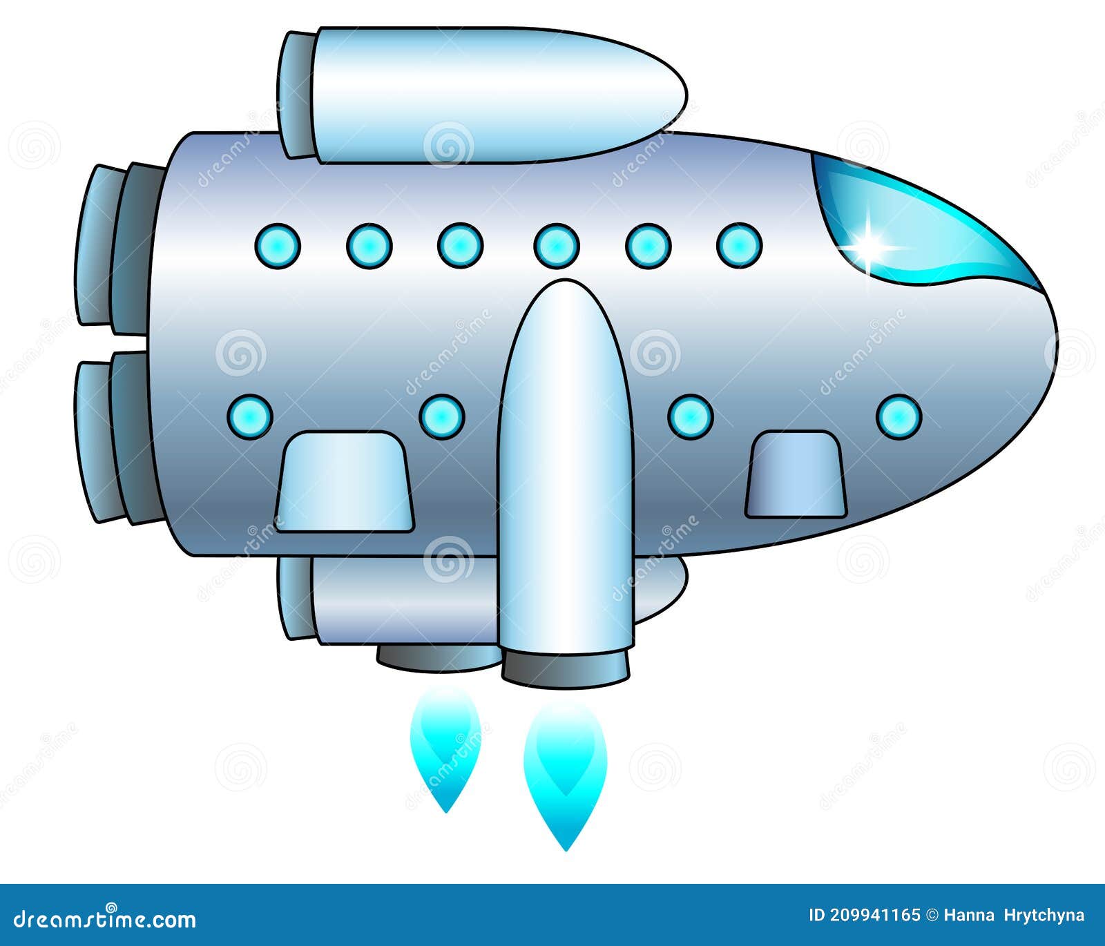 Starship Lands Horizontally - Vector Full Color Illustration. Rocket ...