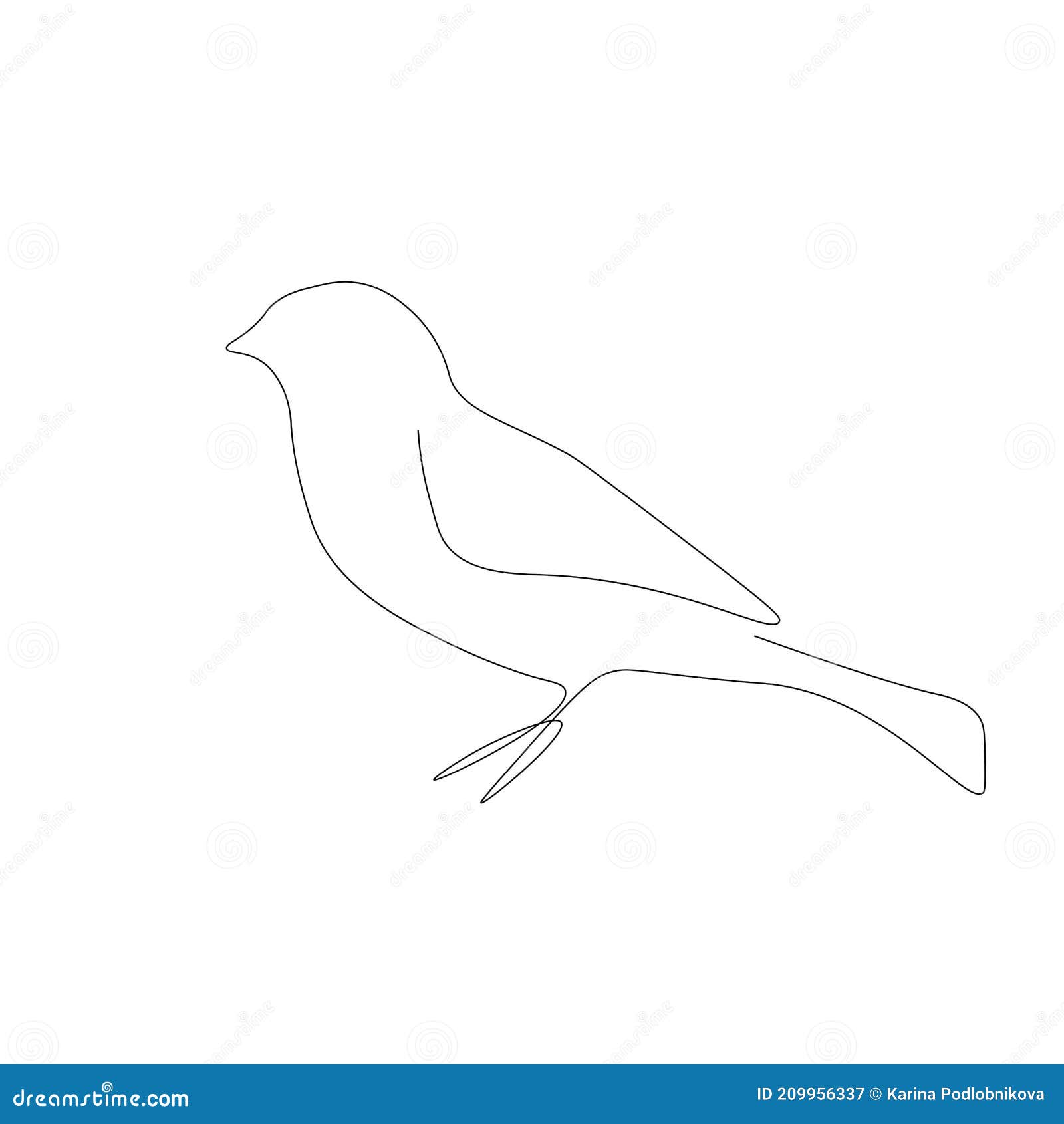 Bird Line Drawing Vector Illustration Stock Vector - Illustration of ...