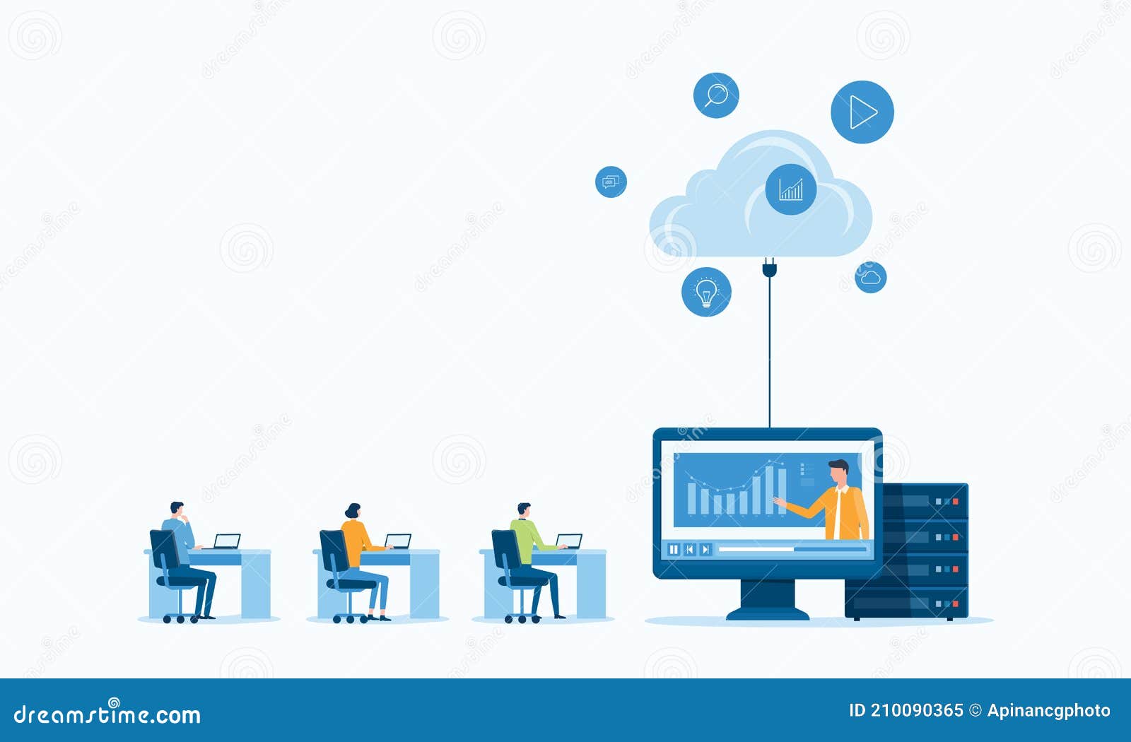 Business Technology Storage Cloud Computing Service Concept with Administrator and Developer ...