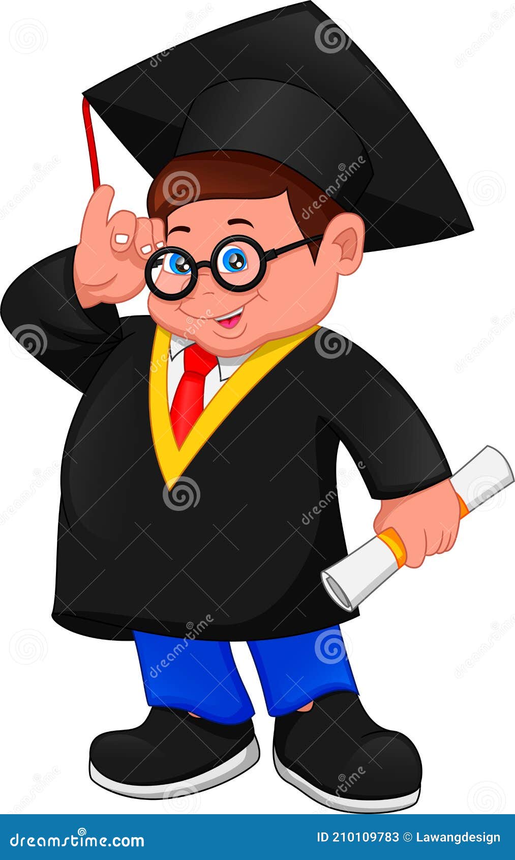 Cartoon Boy in Graduation Costume Stock Vector - Illustration of ...