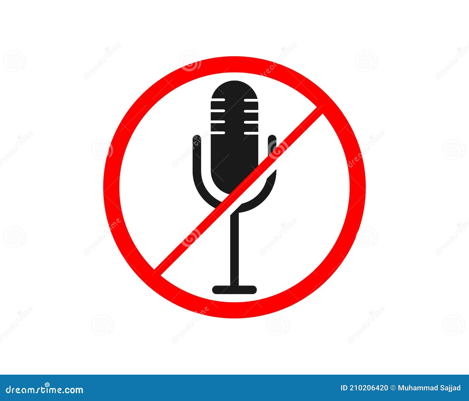 No Microphone Prohibited Mic Off Sound Icon Symbol Flat Vector Design ...