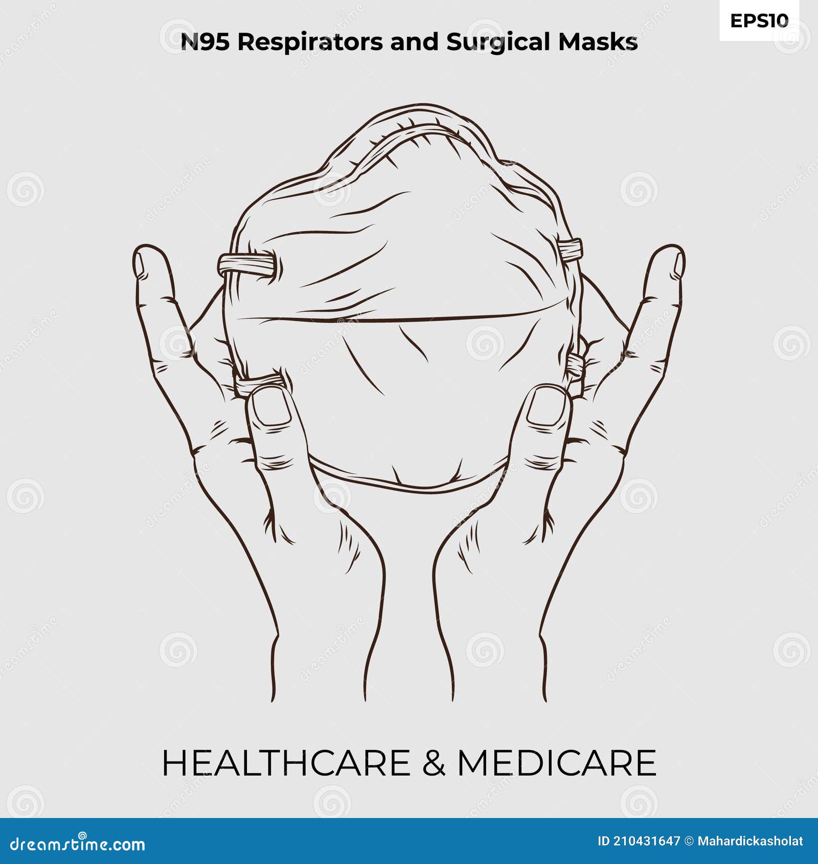 Face Mask Line Art Vector Template. Monochrome Stock Vector ...