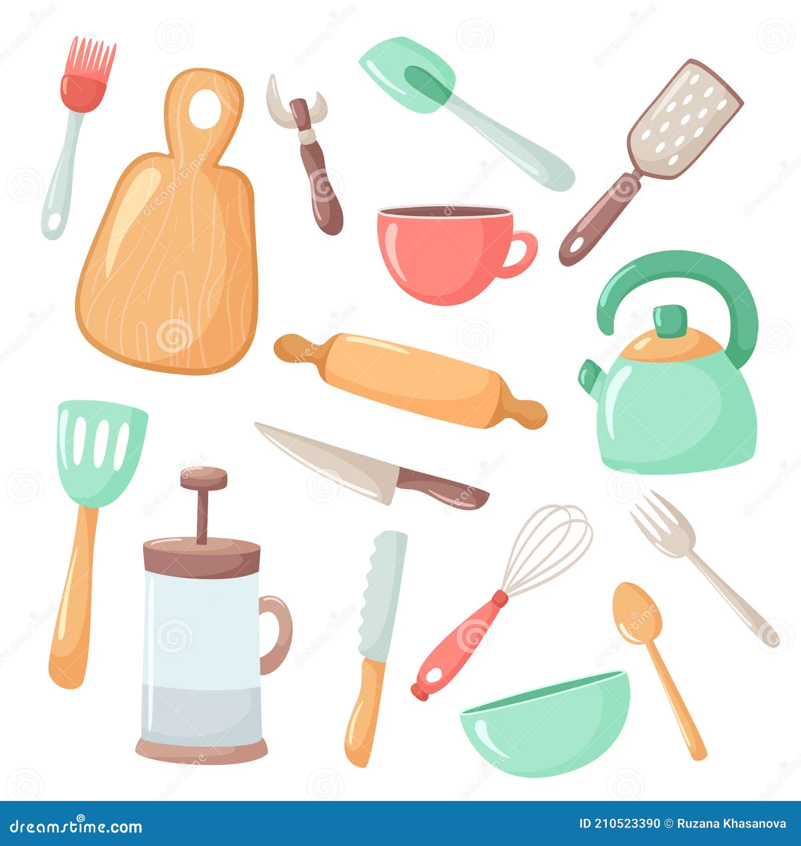 Vector Kitchen Tools. Flat Style Cooking Set Stock Vector ...