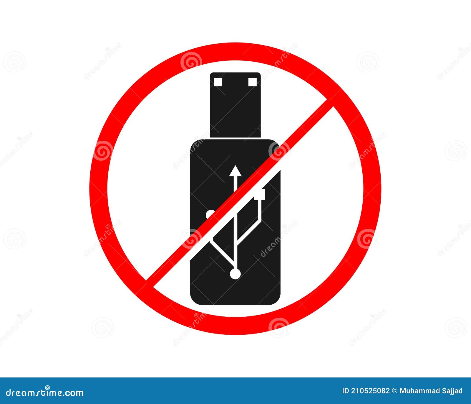 No Computer USB Prohibited Flash Drive Universal Serial Bus No Computer ...